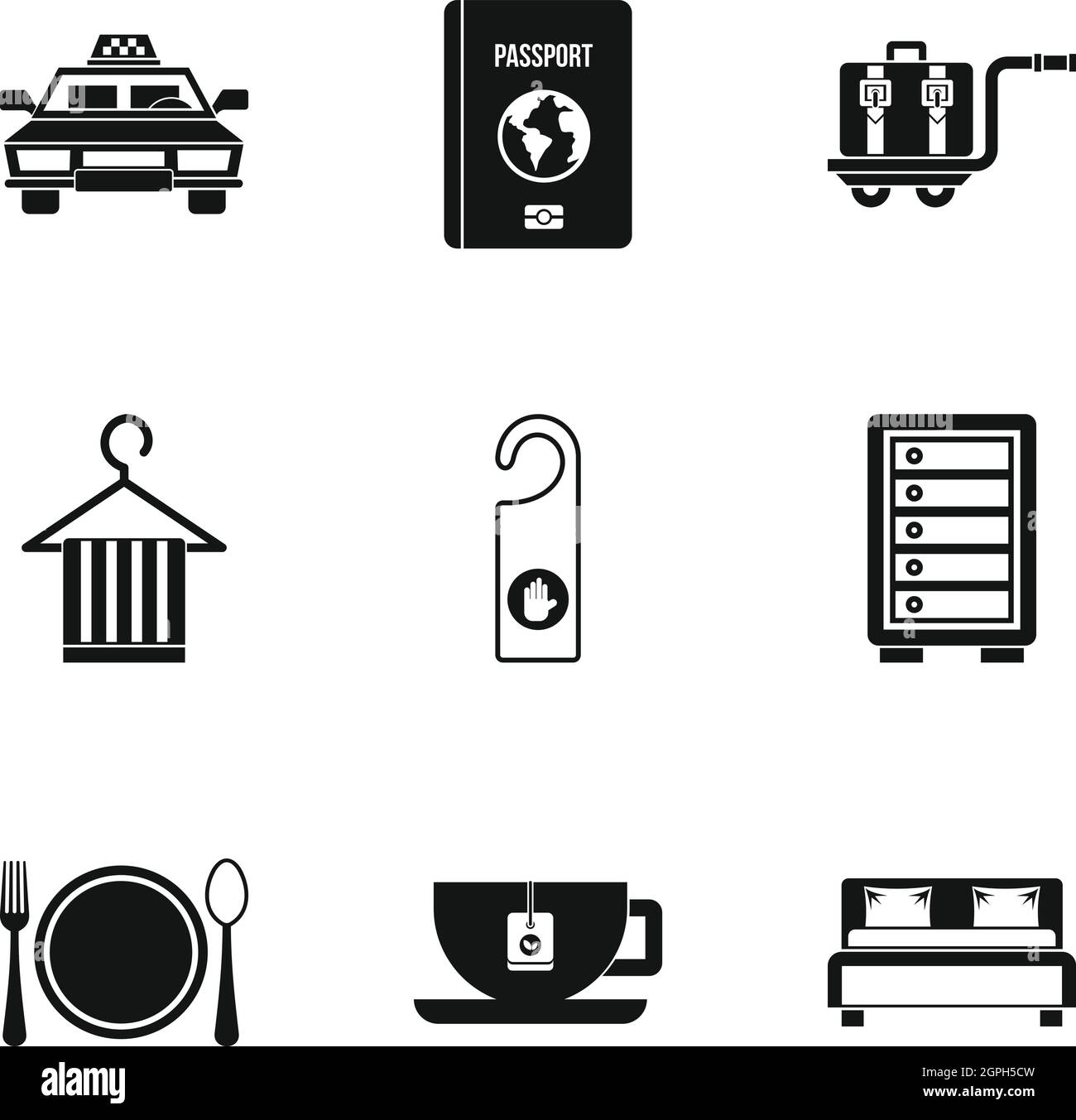Hotel accommodation icons set, simple style Stock Vector Image & Art ...
