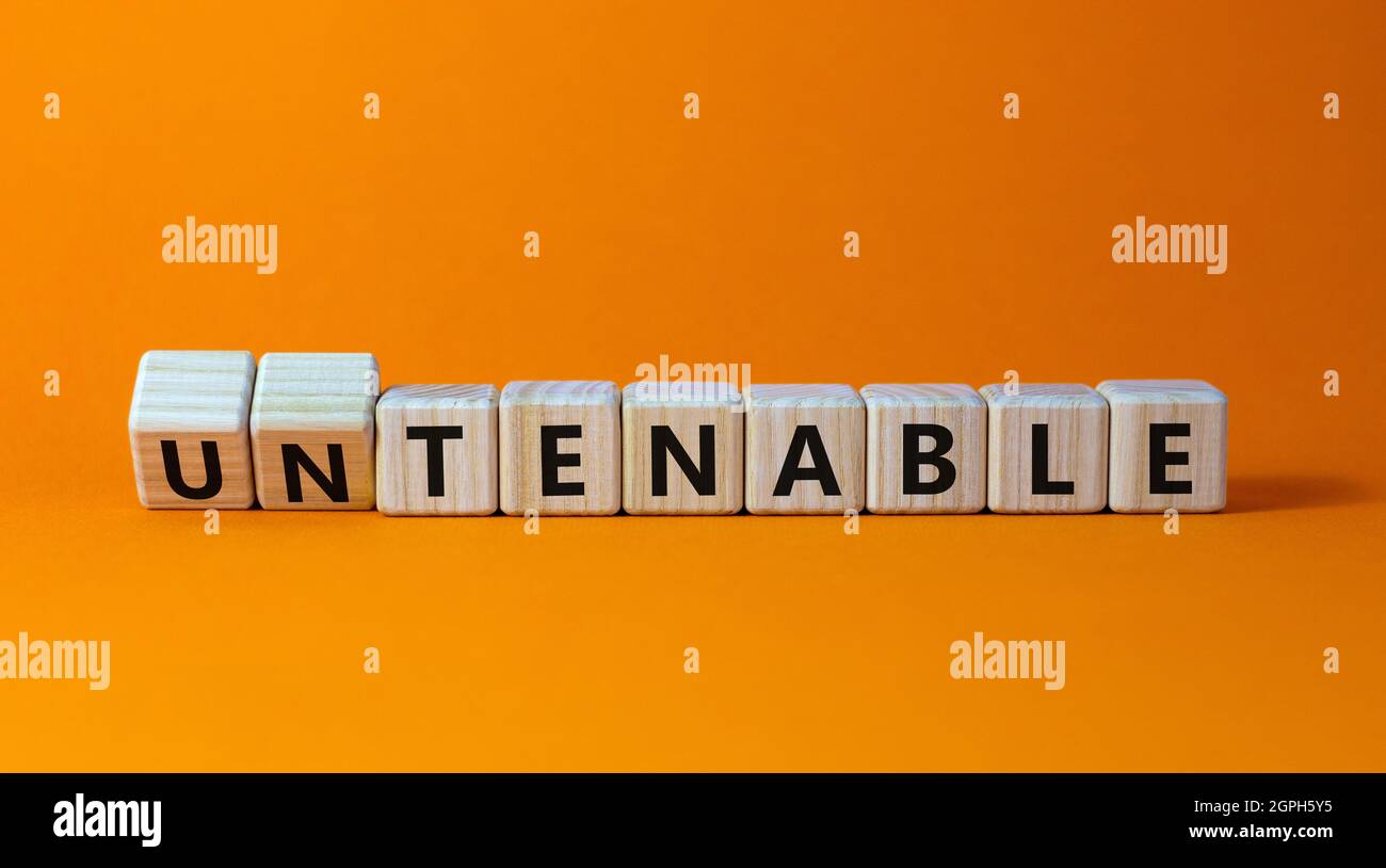 Tenable or untenable symbol. Turned wooden cubes and changed the word ...