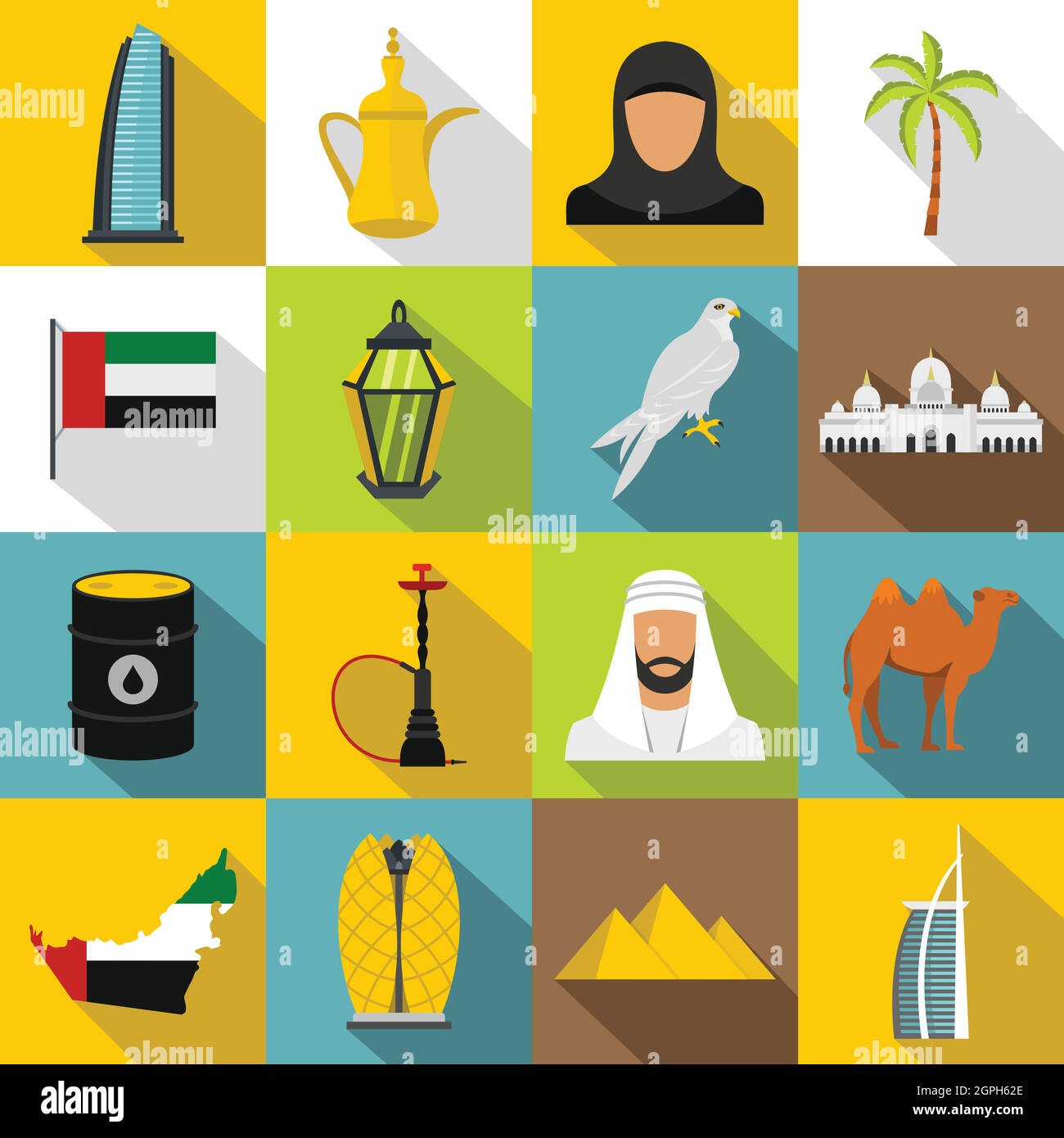UAE travel icons set, flat style Stock Vector Image & Art - Alamy