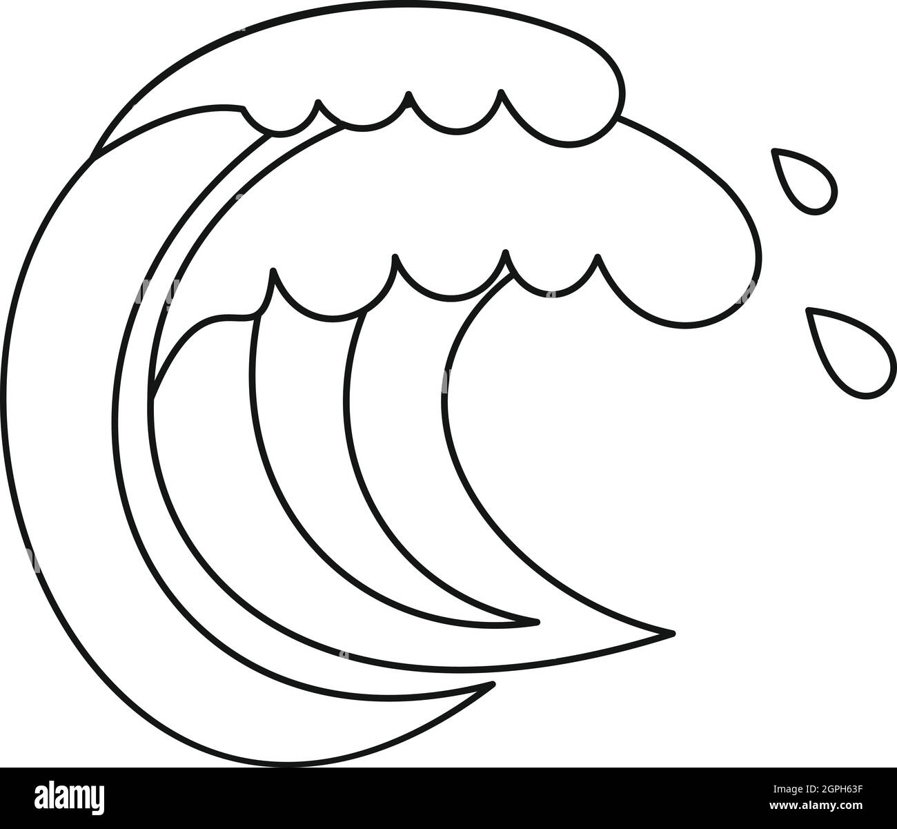 Ocean sea wave icon outline hi-res stock photography and images - Alamy