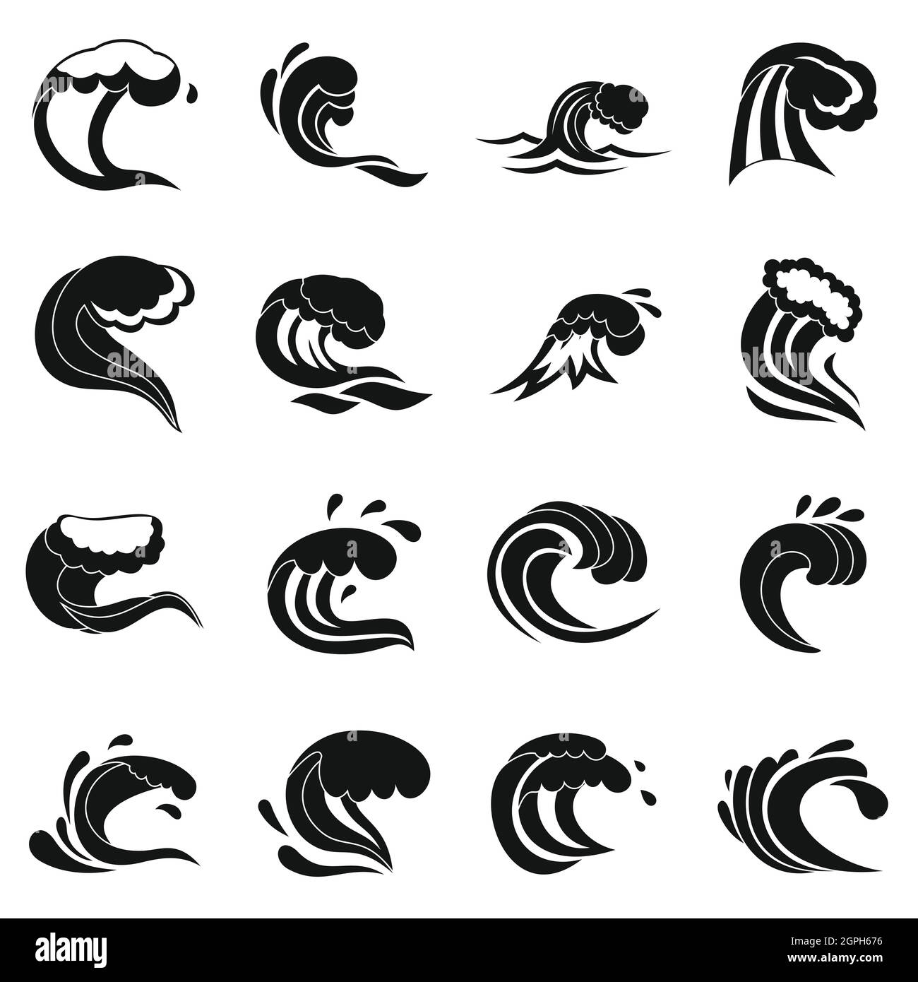Sea waves icons set, simple style Stock Vector Image & Art - Alamy