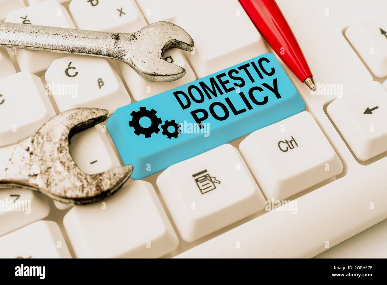 Text sign showing Domestic Policy. Business concept Actions taken by a ...
