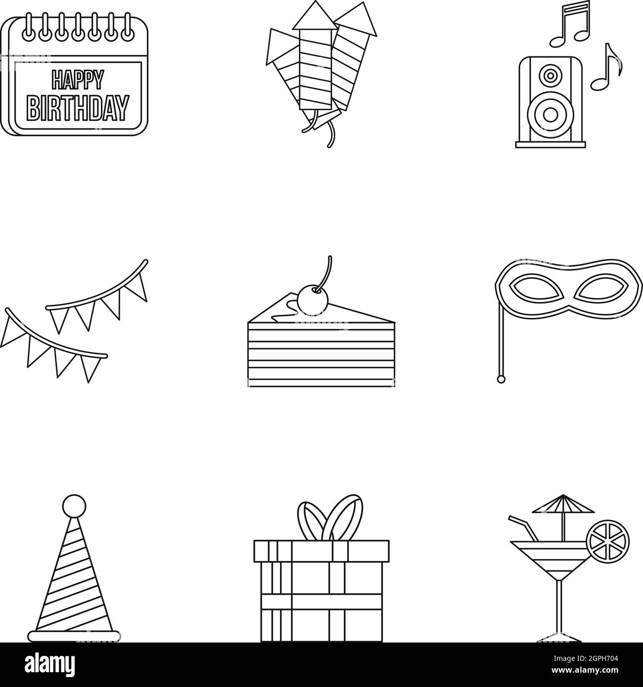 Birthday icons set, outline style Stock Vector Image & Art - Alamy