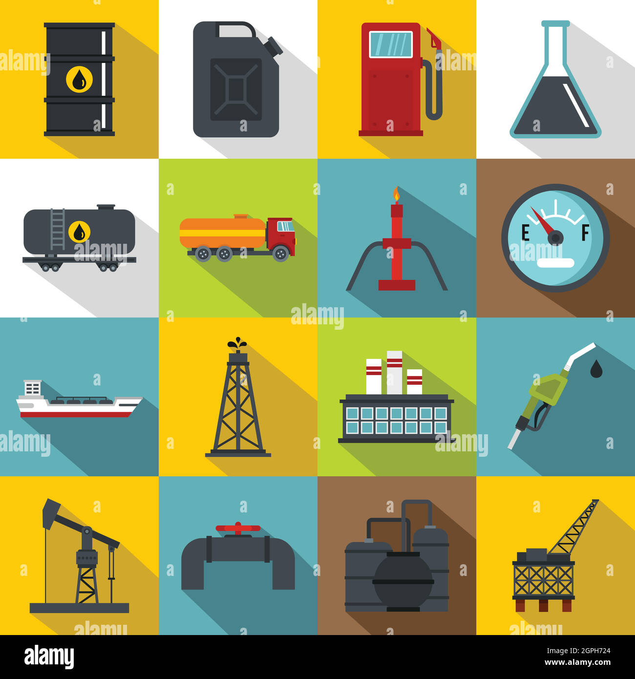Oil industry items icons set, flat style Stock Vector Image & Art - Alamy