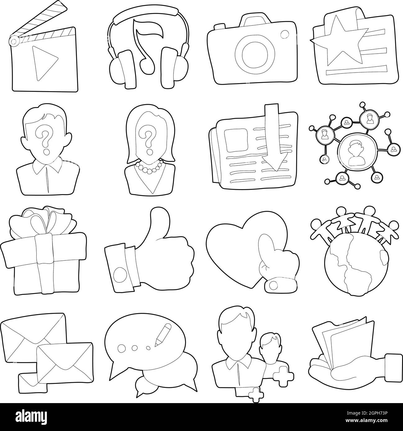 Woman icons set cartoon Black and White Stock Photos & Images - Alamy