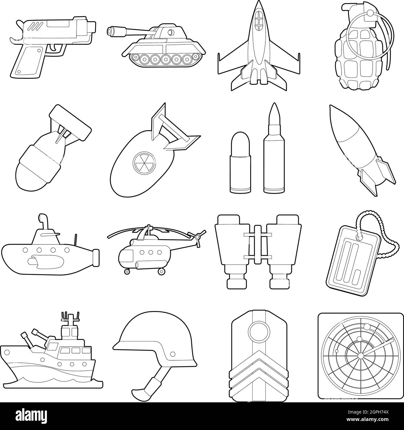 Military icons set, outline cartoon style Stock Vector Image & Art - Alamy