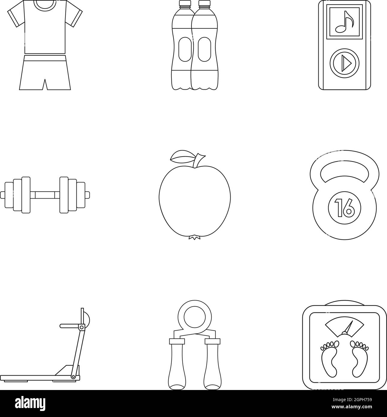 Set sports equipment fitness Black and White Stock Photos & Images - Alamy