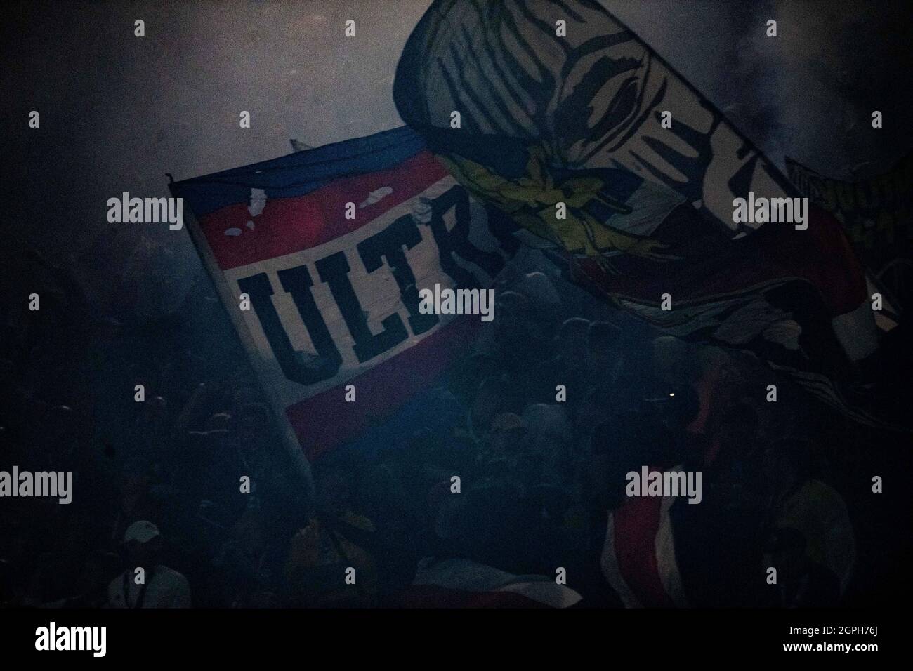Ultras fans of Paris Saint-Germain during the UEFA Champions League ...
