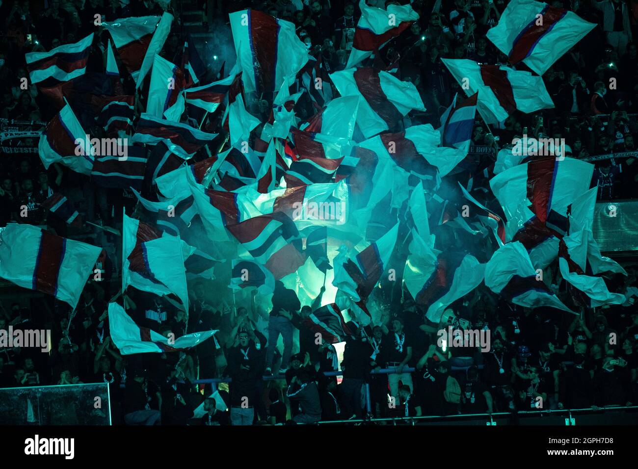 Ultras fans of Paris Saint-Germain during the UEFA Champions League ...