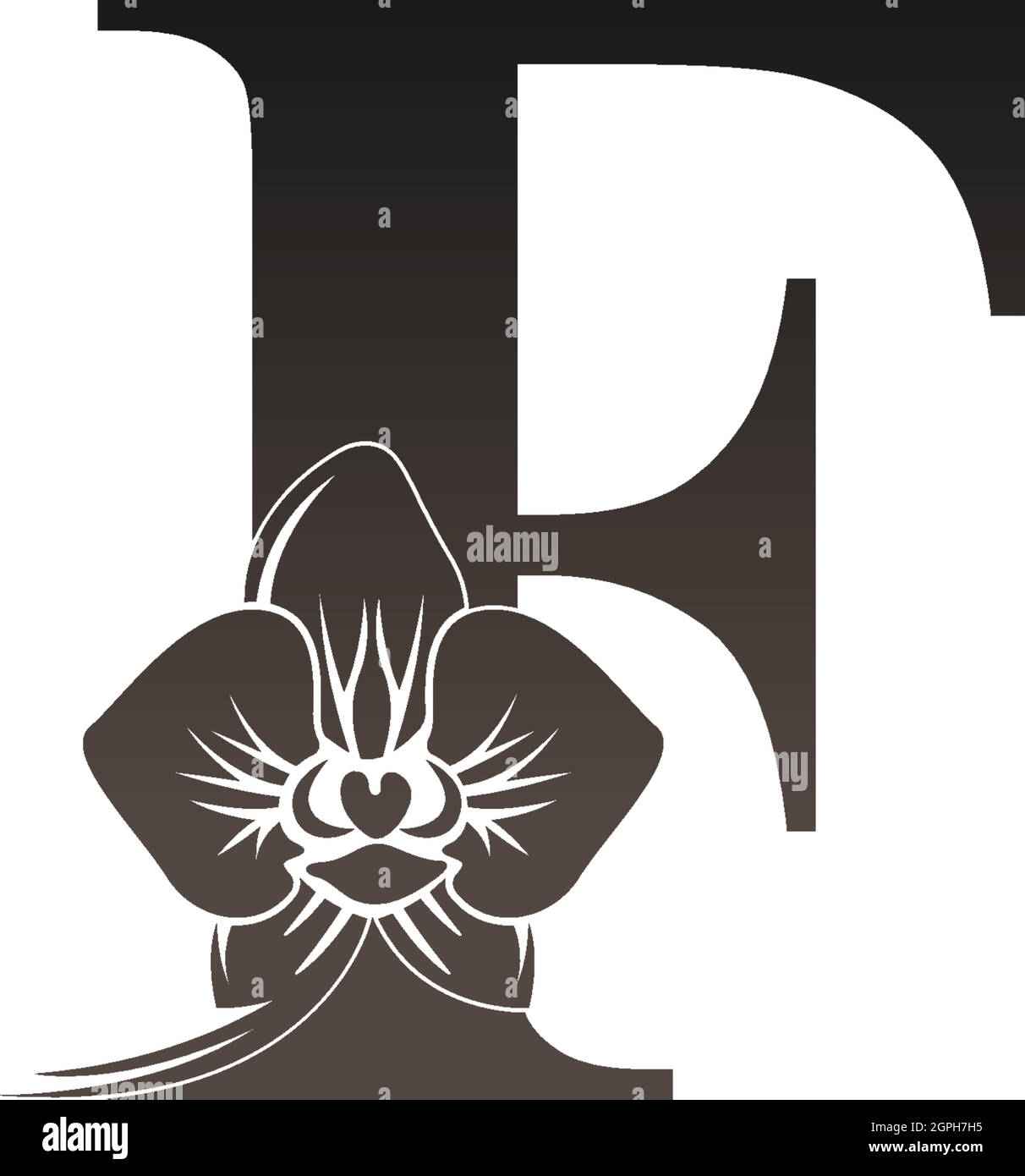 Letter F logo icon with black orchid design vector Stock Vector Image ...