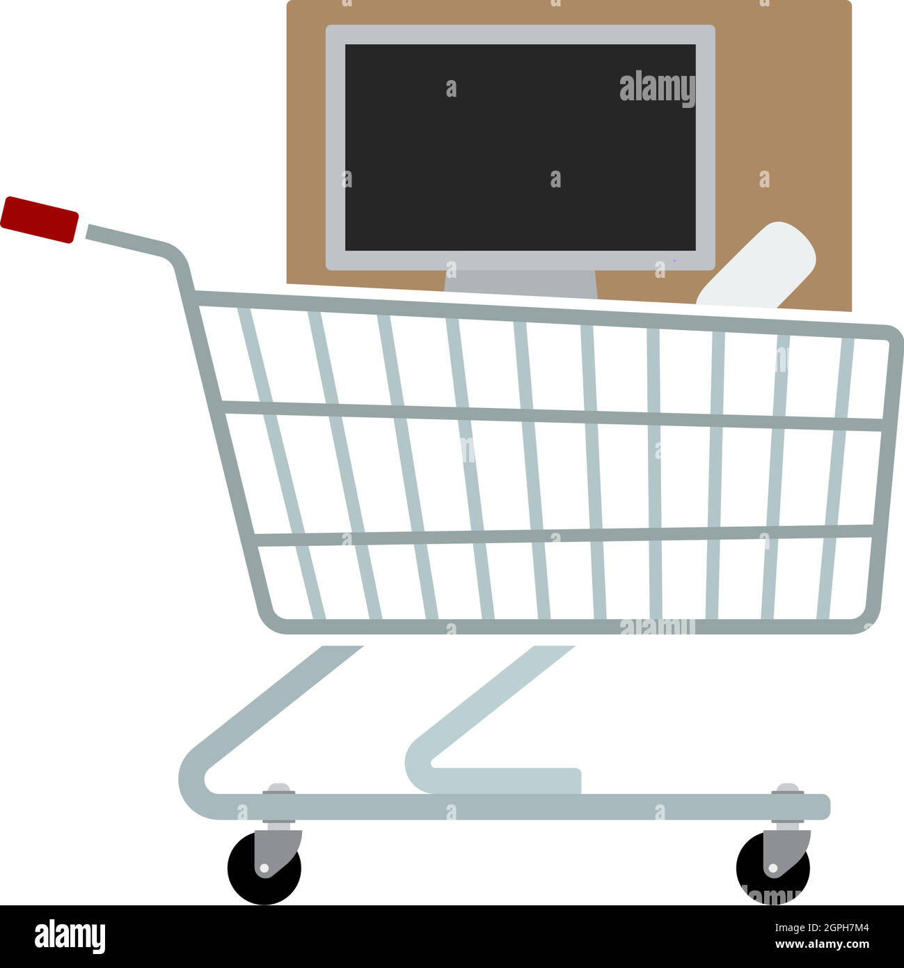 Shopping Cart With PC Icon Stock Vector Image & Art - Alamy