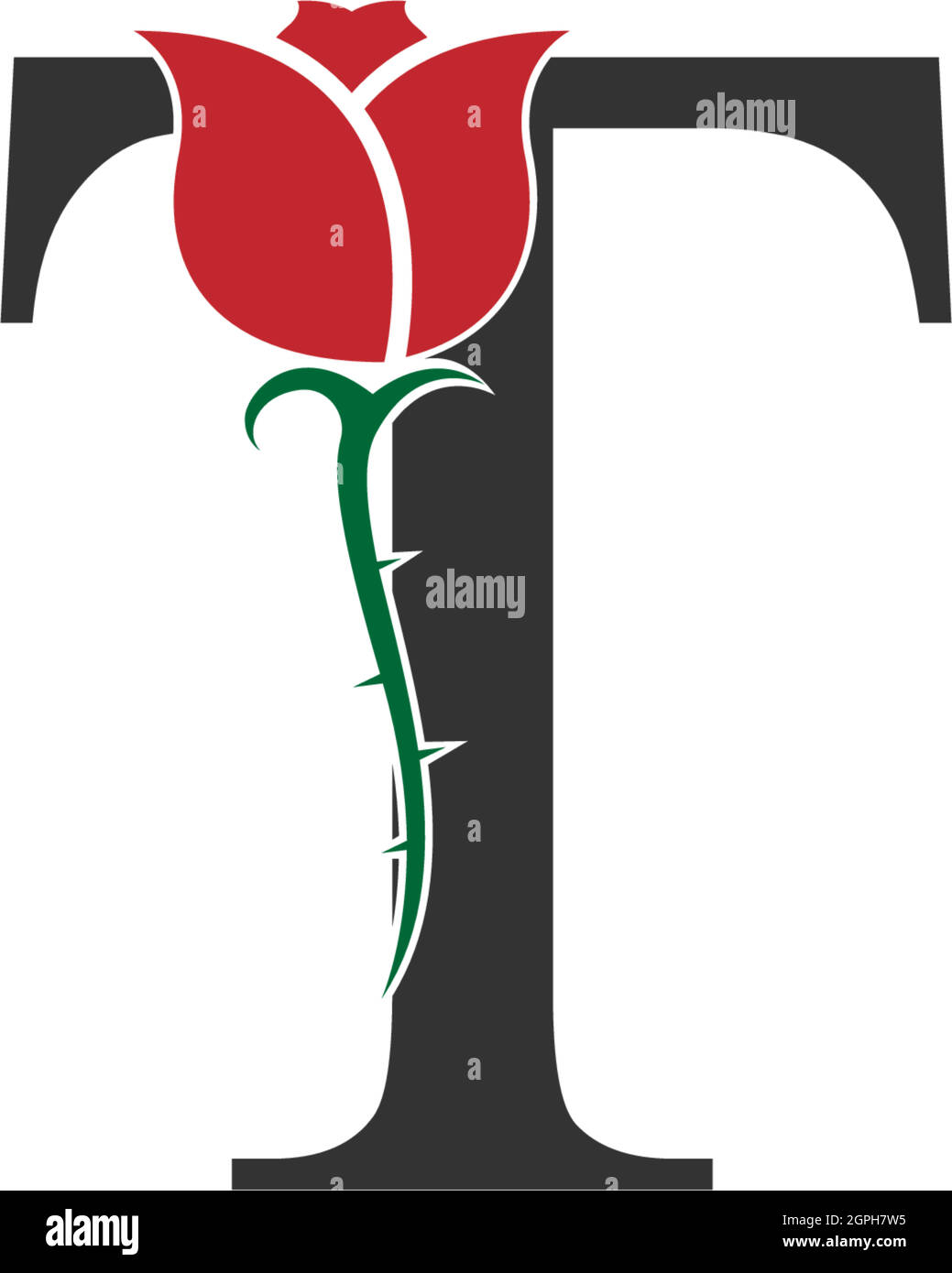 Letter T logo icon with rose design vector Stock Vector Image & Art - Alamy