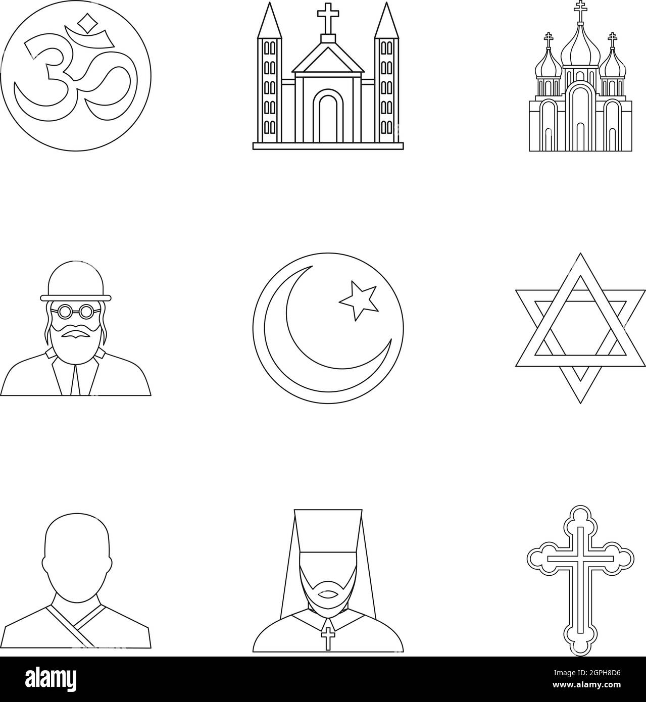 Beliefs icons set, outline style Stock Vector Image & Art - Alamy