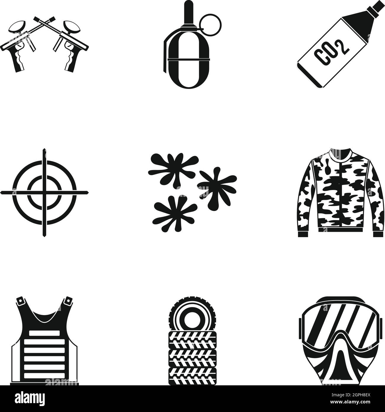 Paintball icons set, simple style Stock Vector Image & Art - Alamy