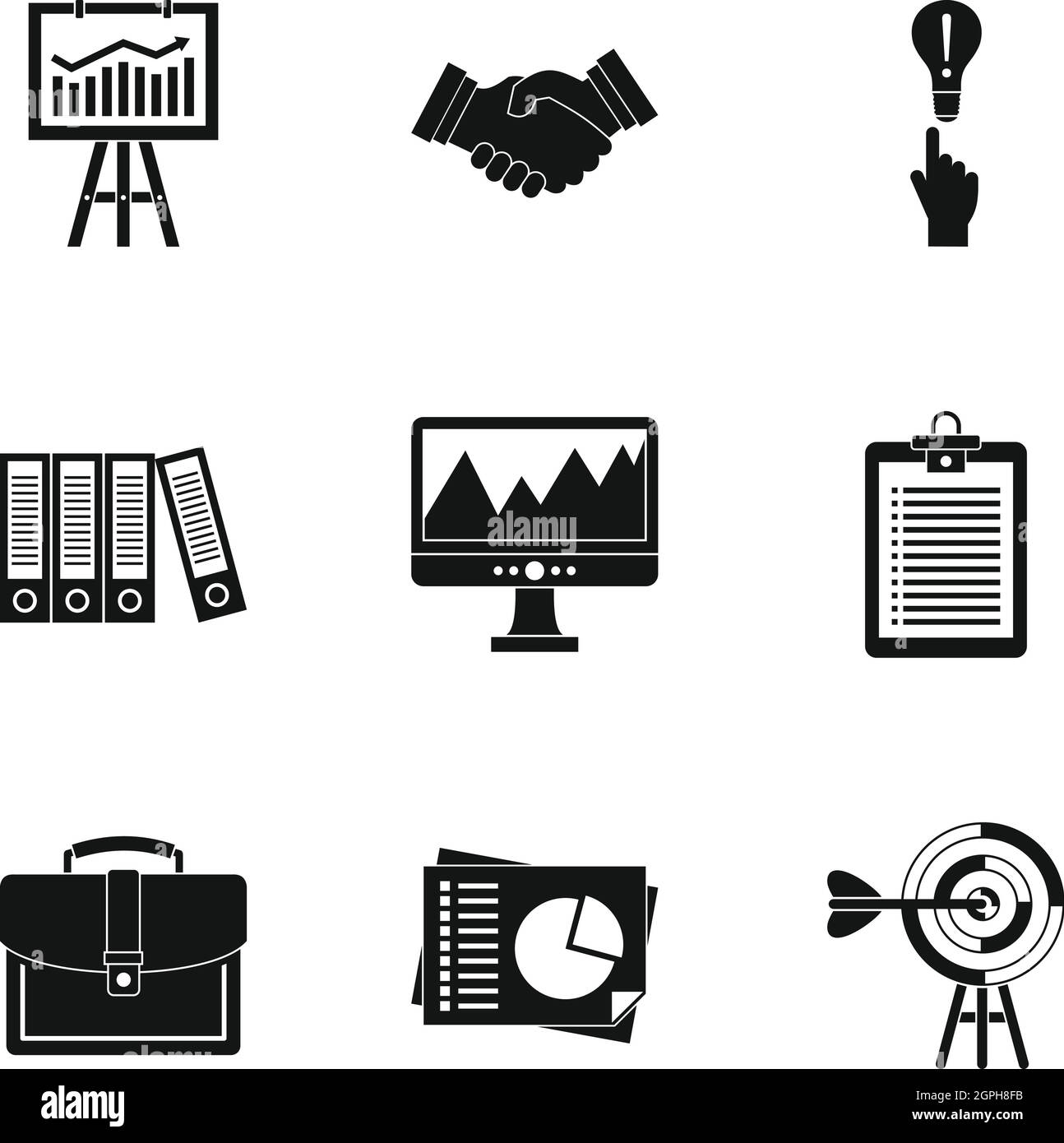 Company icons set Black and White Stock Photos & Images - Alamy