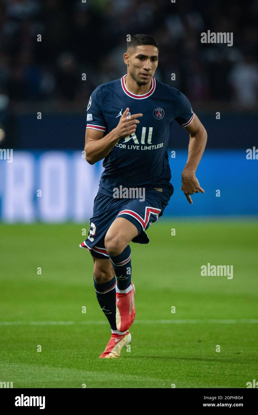 Achraf Hakimi of Paris Saint-Germain during the UEFA Champions League ...