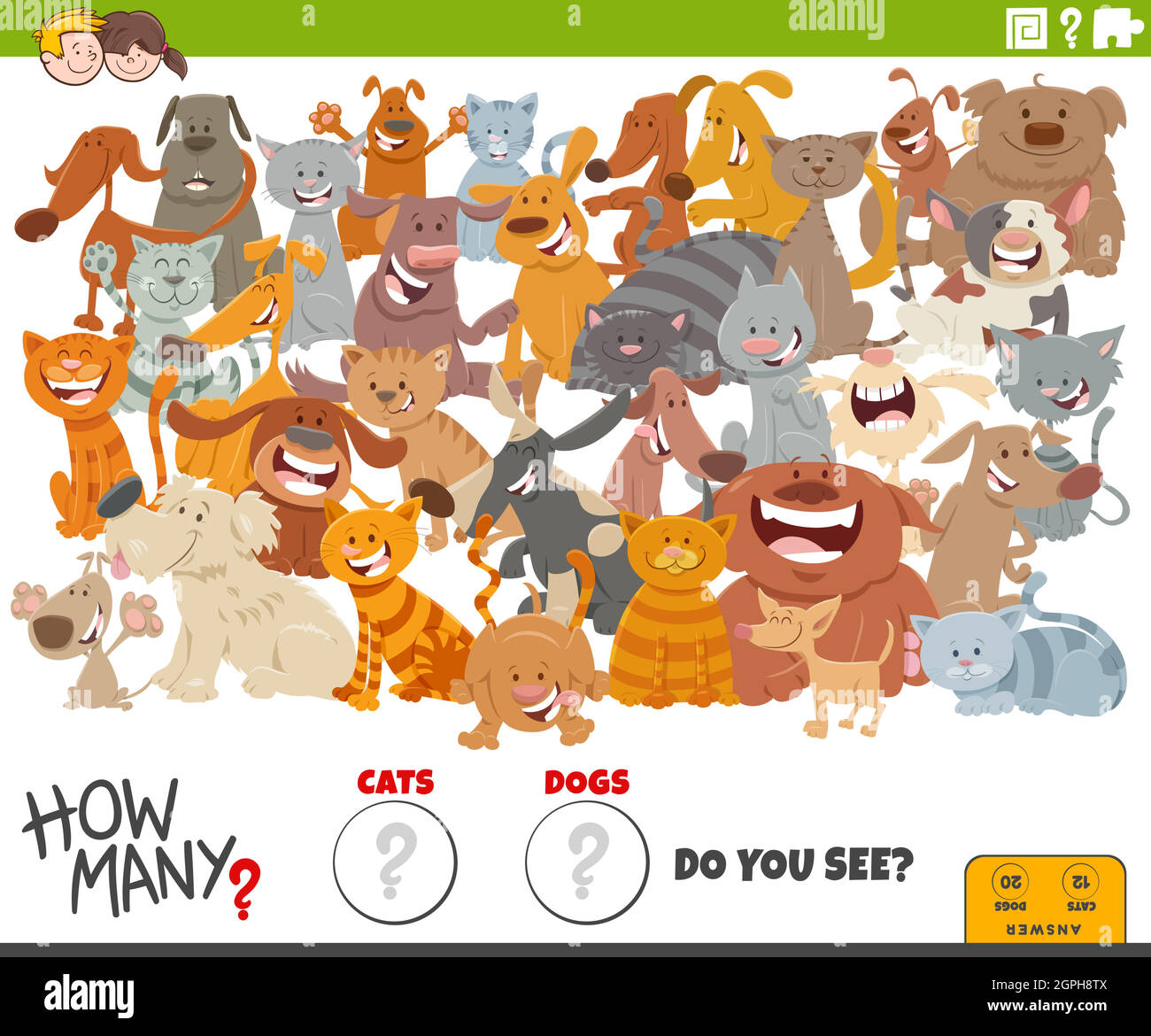 how many cats and dogs educational task for children Stock Vector Image ...