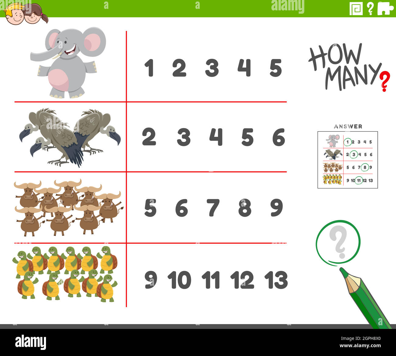 counting activity with cartoon animal characters Stock Vector Image ...