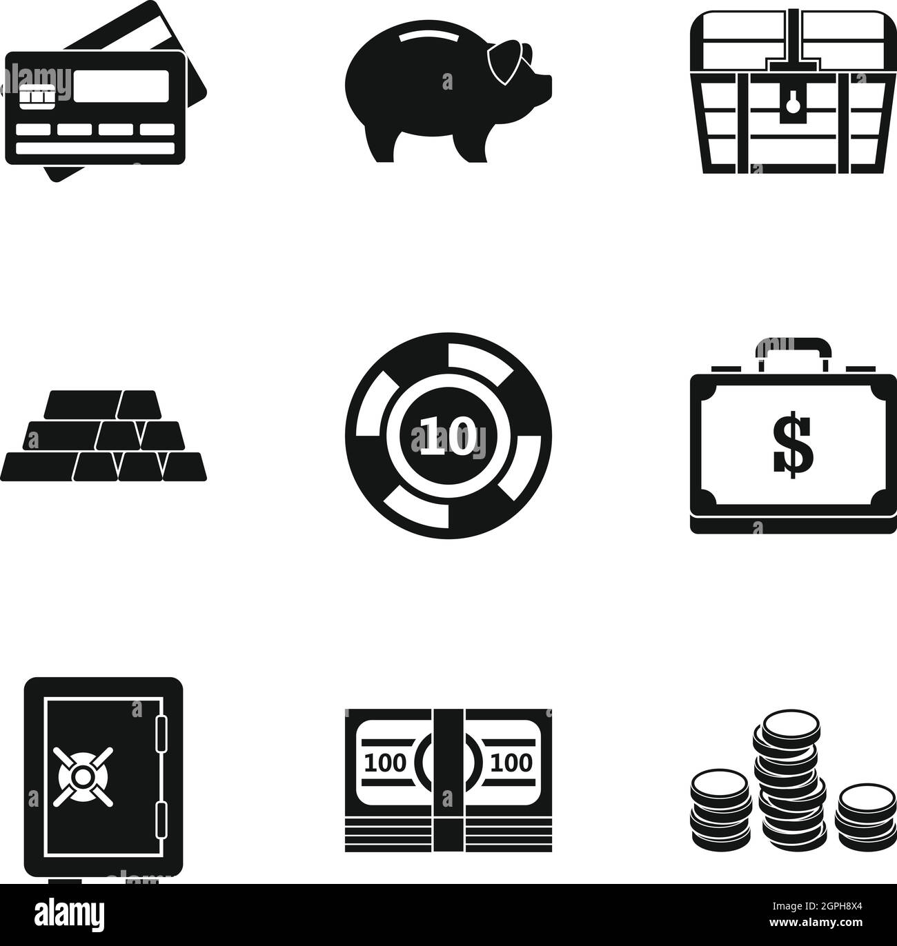 Cash icons set simple Black and White Stock Photos & Images - Alamy