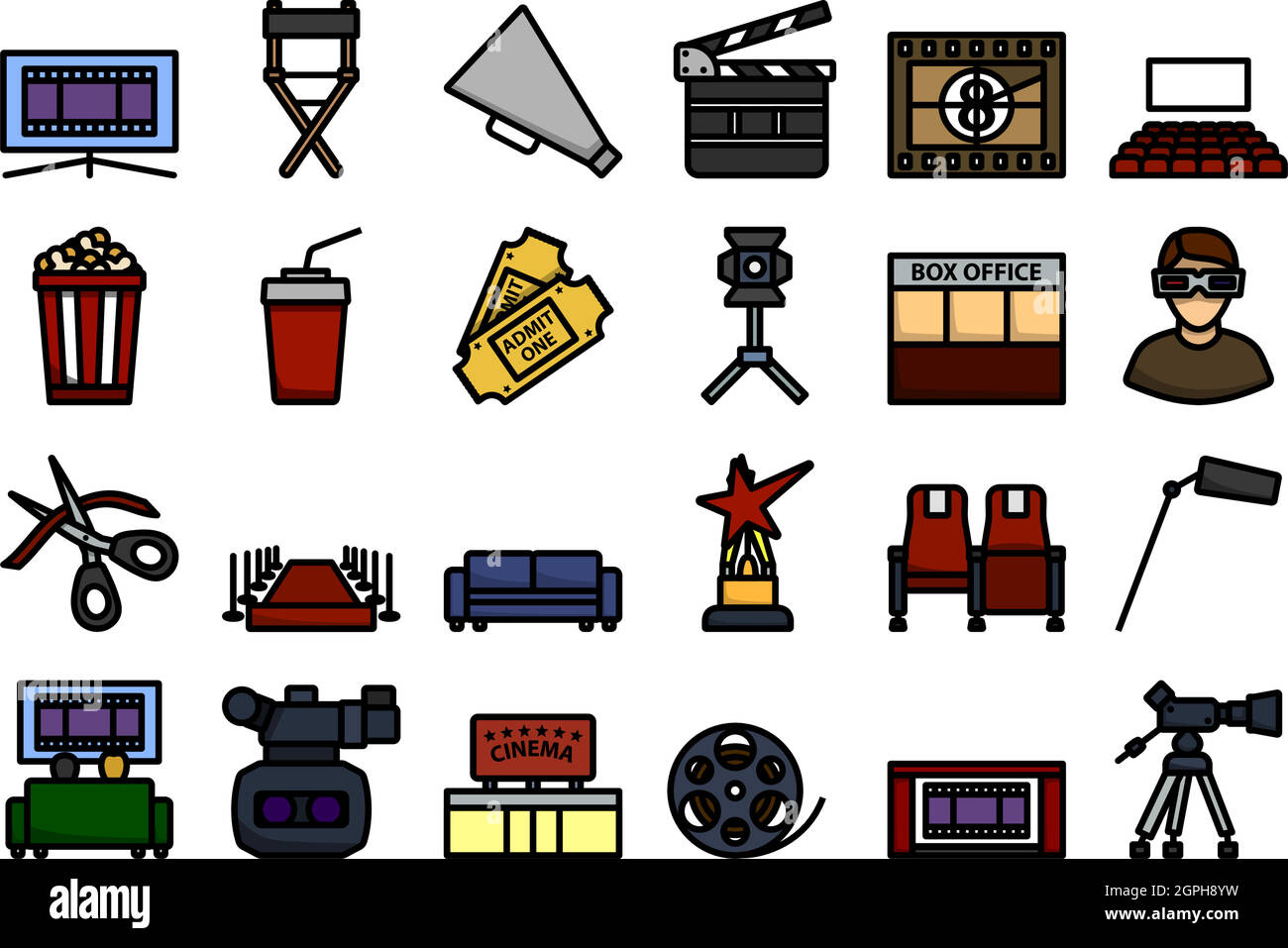 Cinema Icon Set Stock Vector Image & Art - Alamy