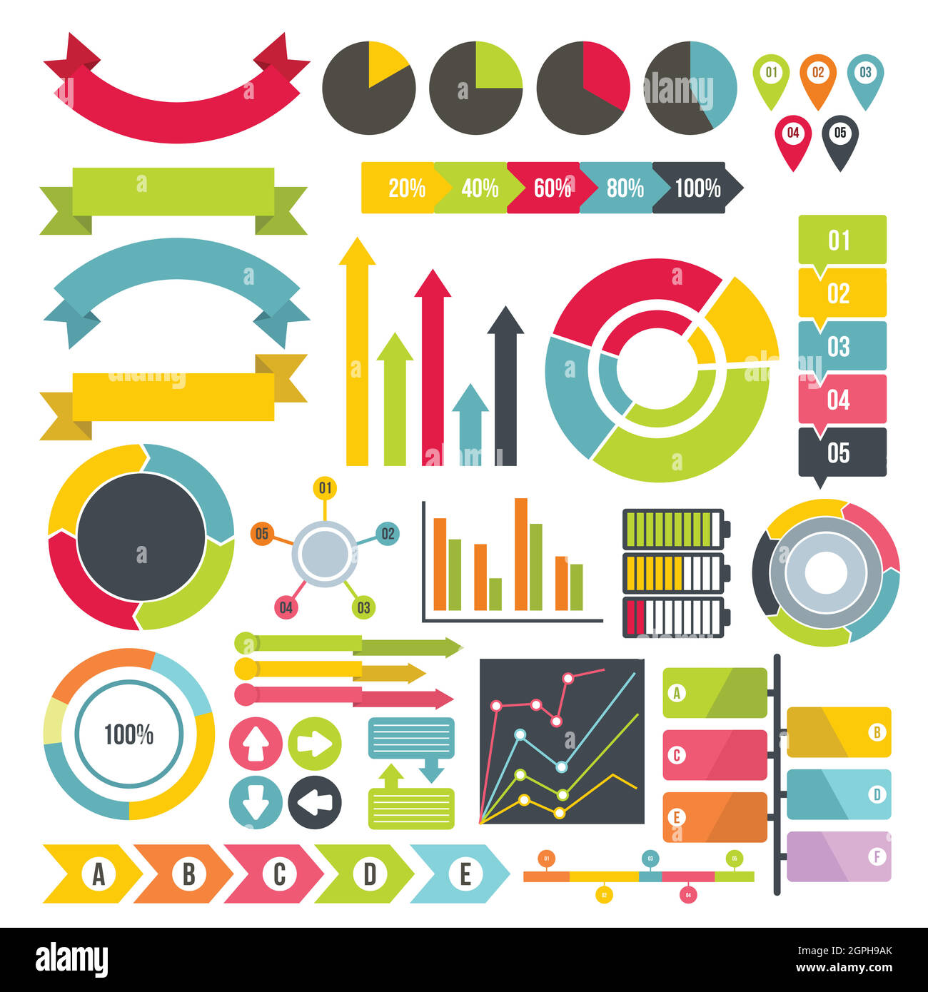 Infographic design parts icons set, flat style Stock Vector Image & Art ...
