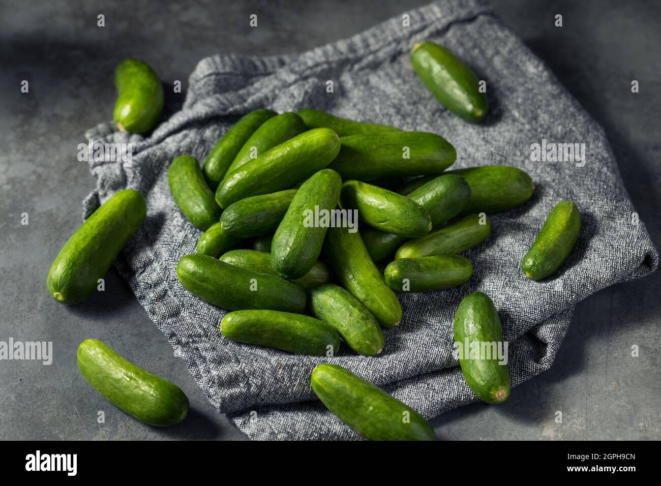 Raw Green Organic Mini Cucumbers Ready to Eat Stock Photo - Alamy