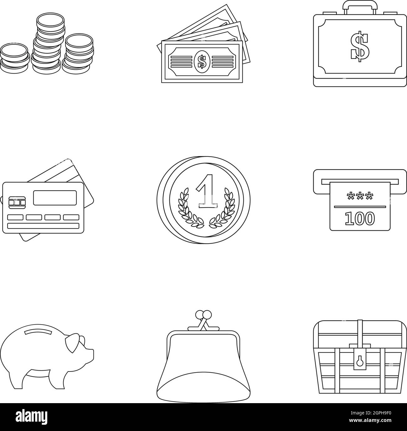 Cash icons set, outline style Stock Vector Image & Art - Alamy