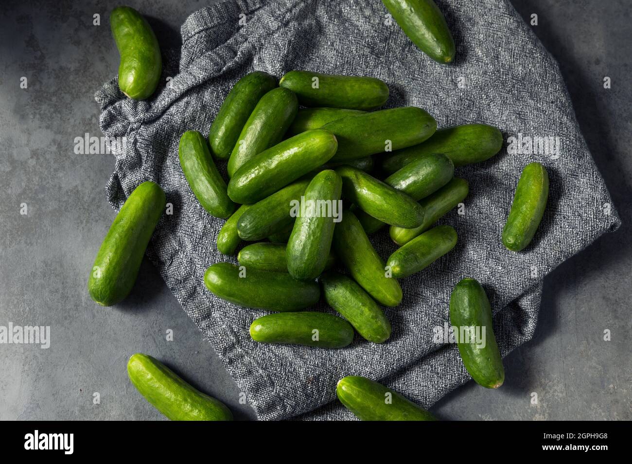 Raw Green Organic Mini Cucumbers Ready to Eat Stock Photo - Alamy
