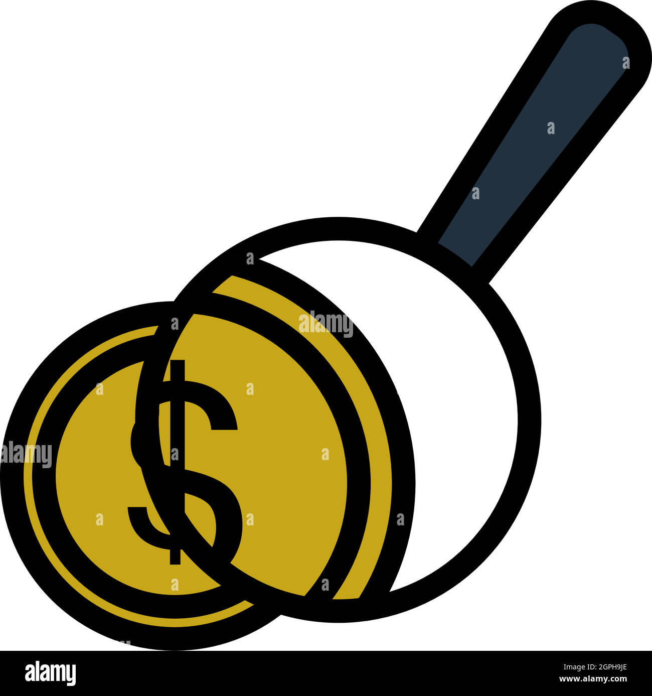 Vector magnifying glass dollar Cut Out Stock Images & Pictures - Alamy