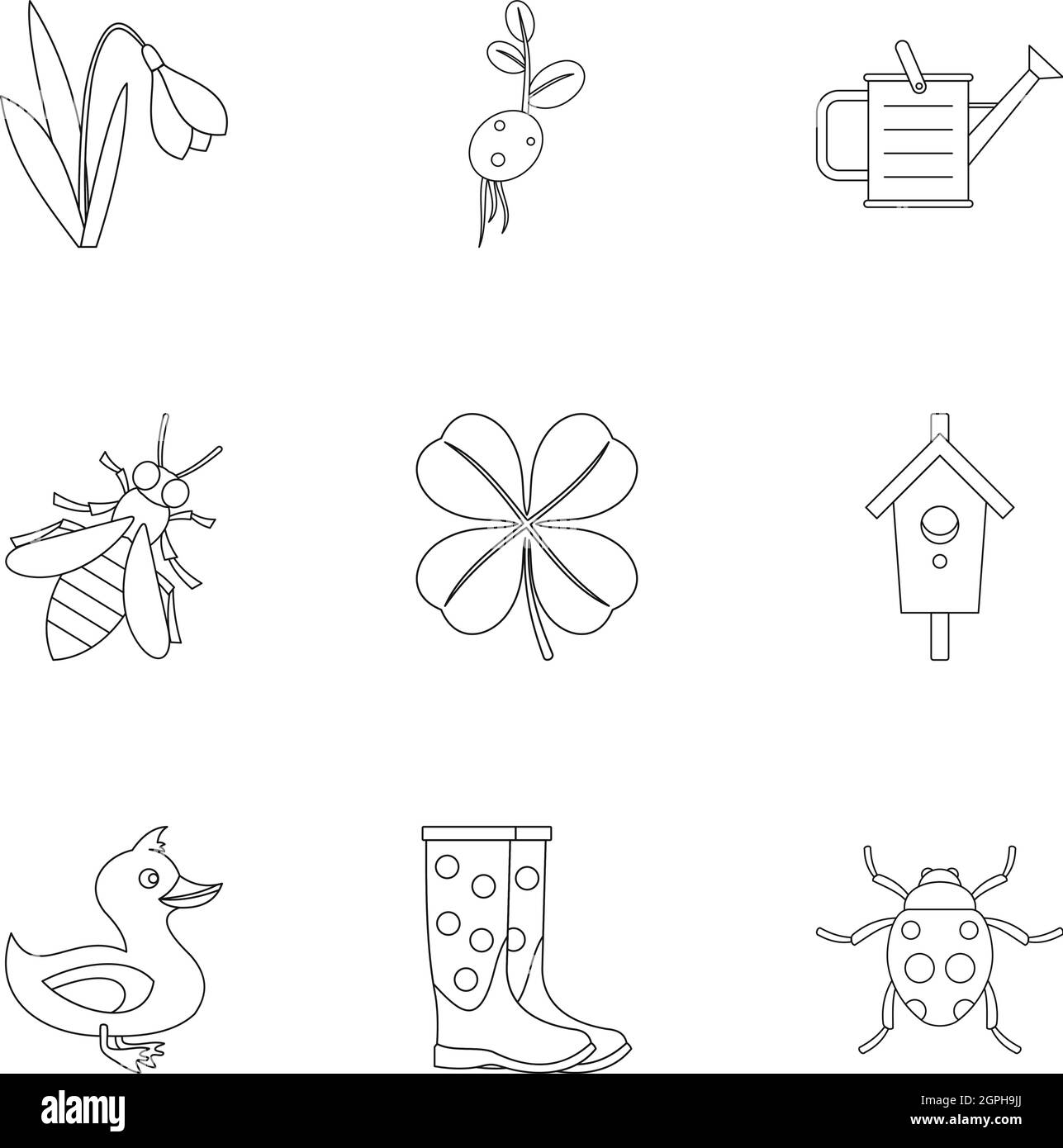 Garden maintenance icons set, outline style Stock Vector Image & Art ...