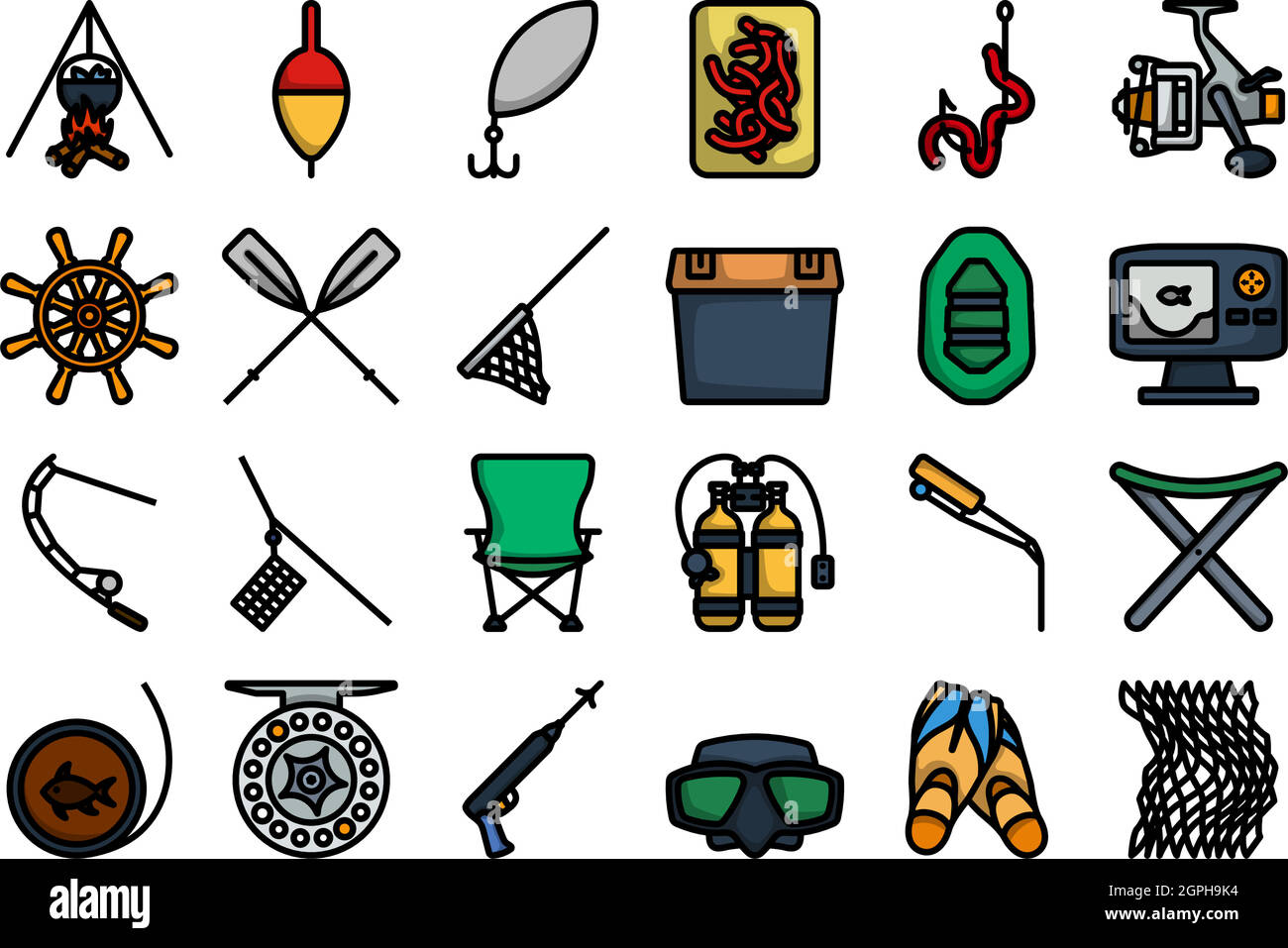 Fishing Icon Set Stock Vector Image & Art - Alamy