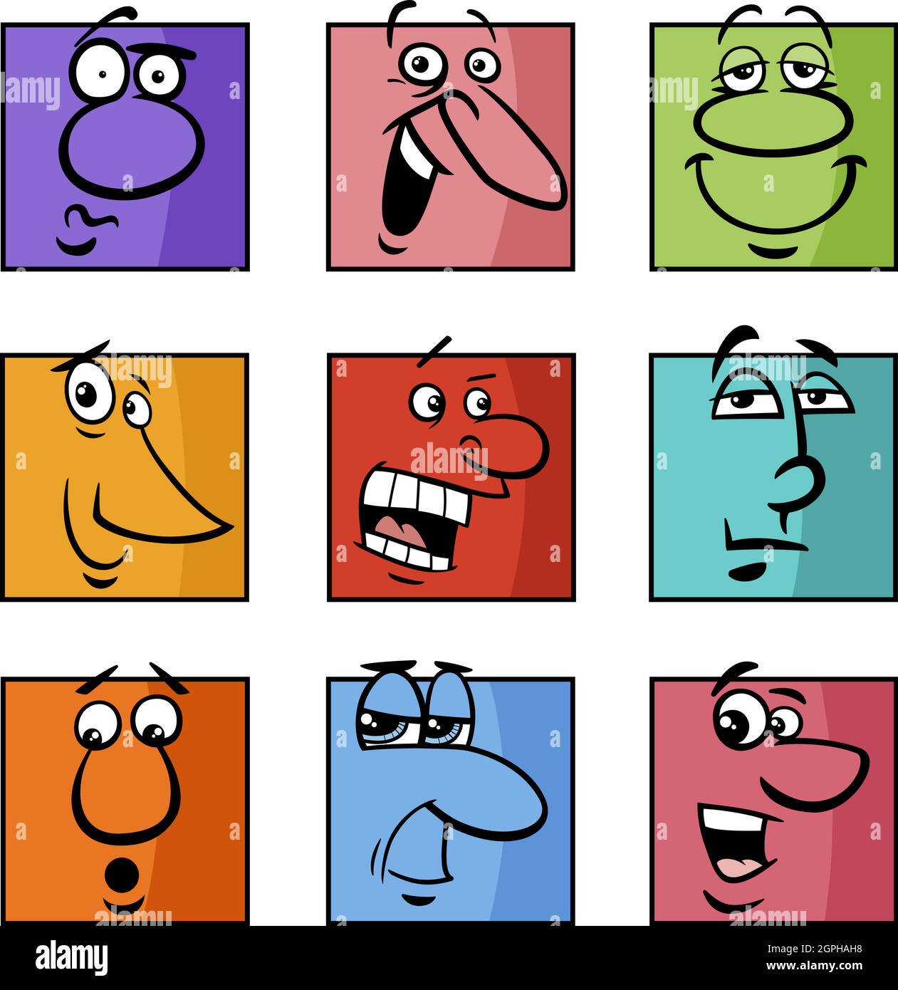 characters or emoticons cartoon illustration set Stock Vector Image ...