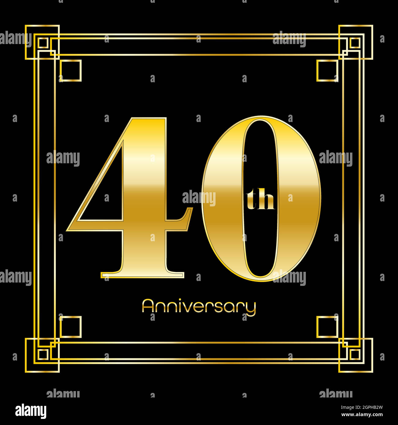 Number Forty Logo Design With Square Ornament, luxury golden design ...