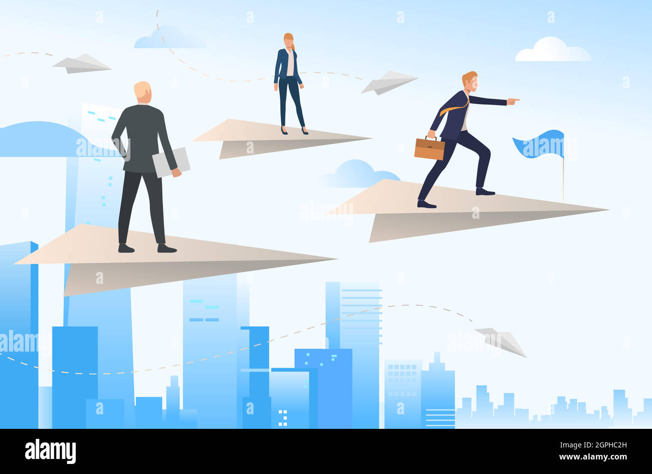 Flying on paper plane Stock Vector Images - Alamy