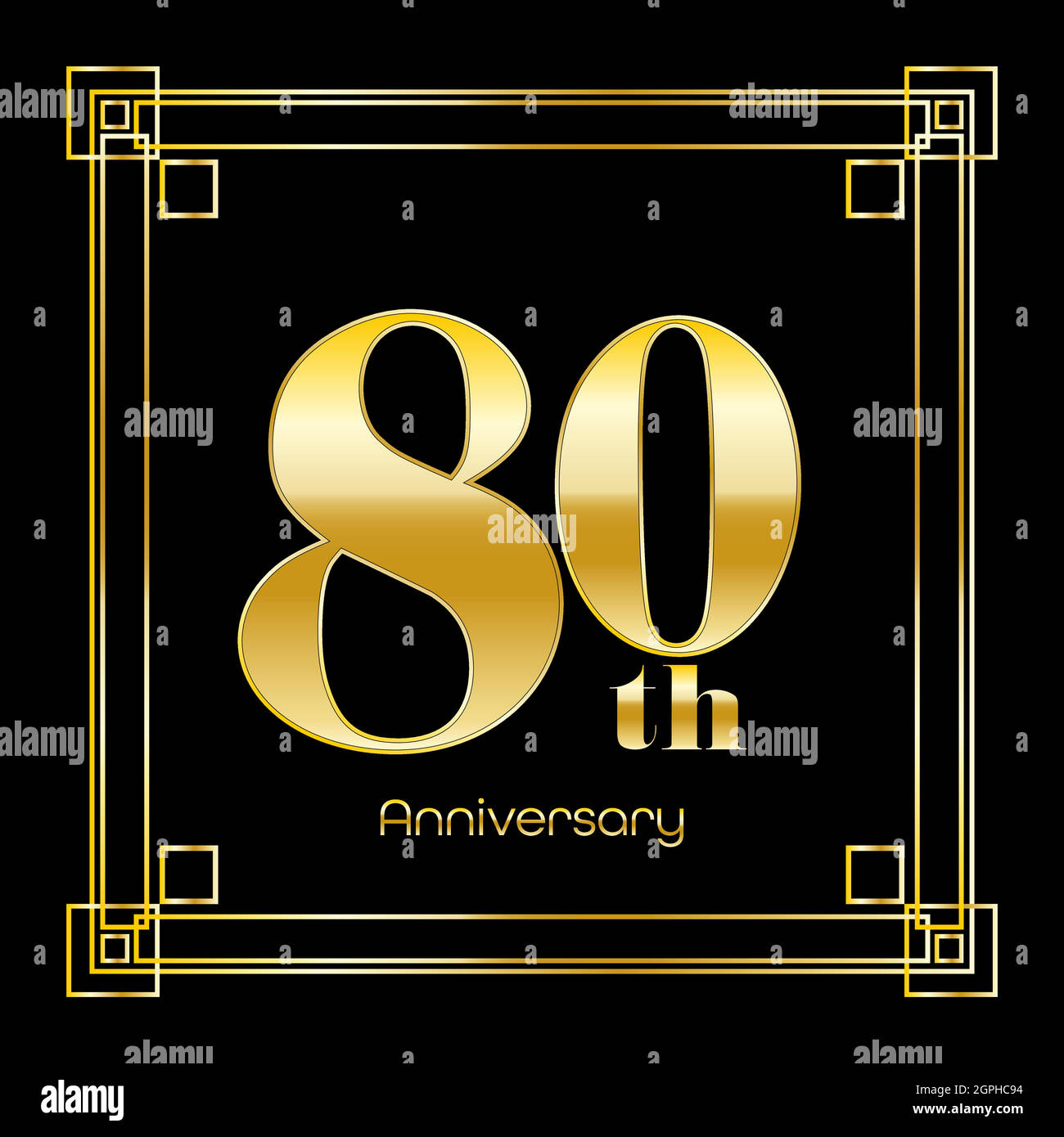 Number Eighty Logo Design With Square Ornament, luxury golden design ...