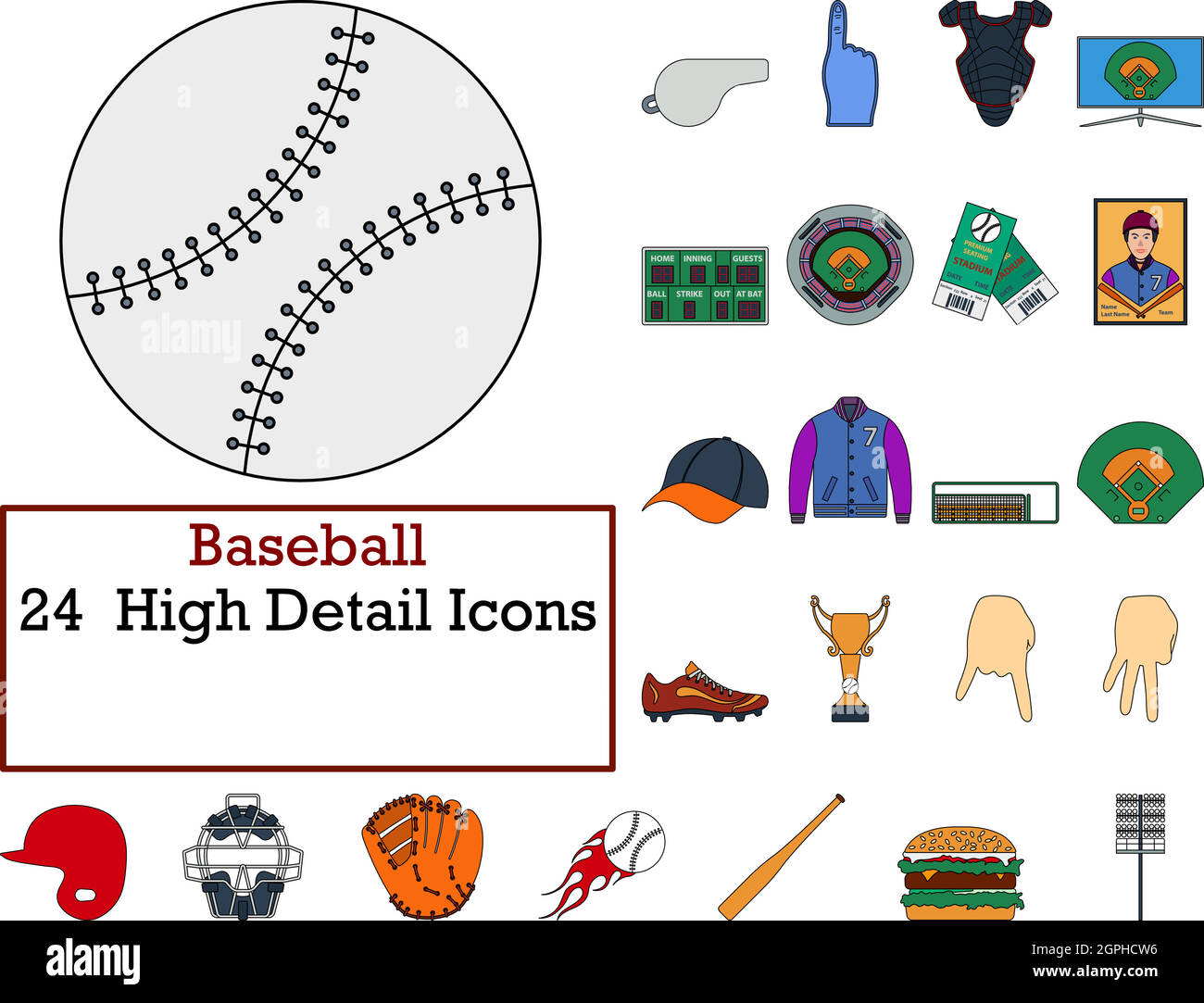 Baseball Icon Set Stock Vector Image & Art - Alamy