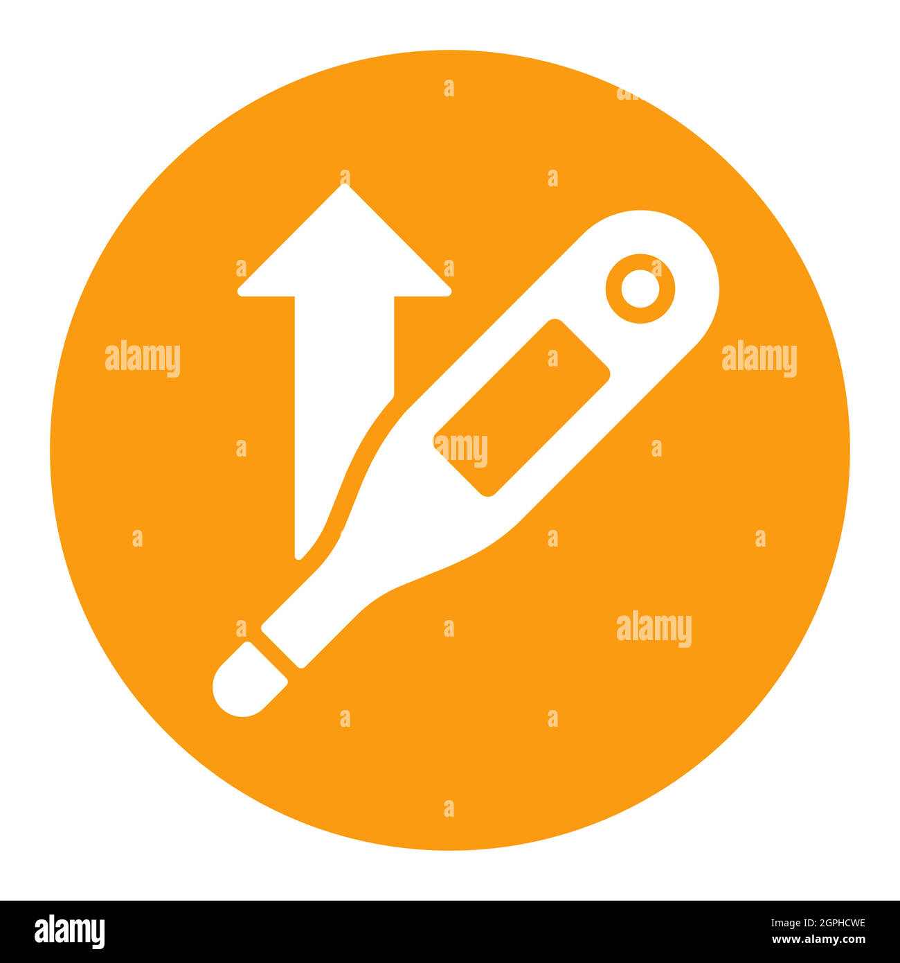 Increased temperature with thermometer vector white glyph icon Stock ...