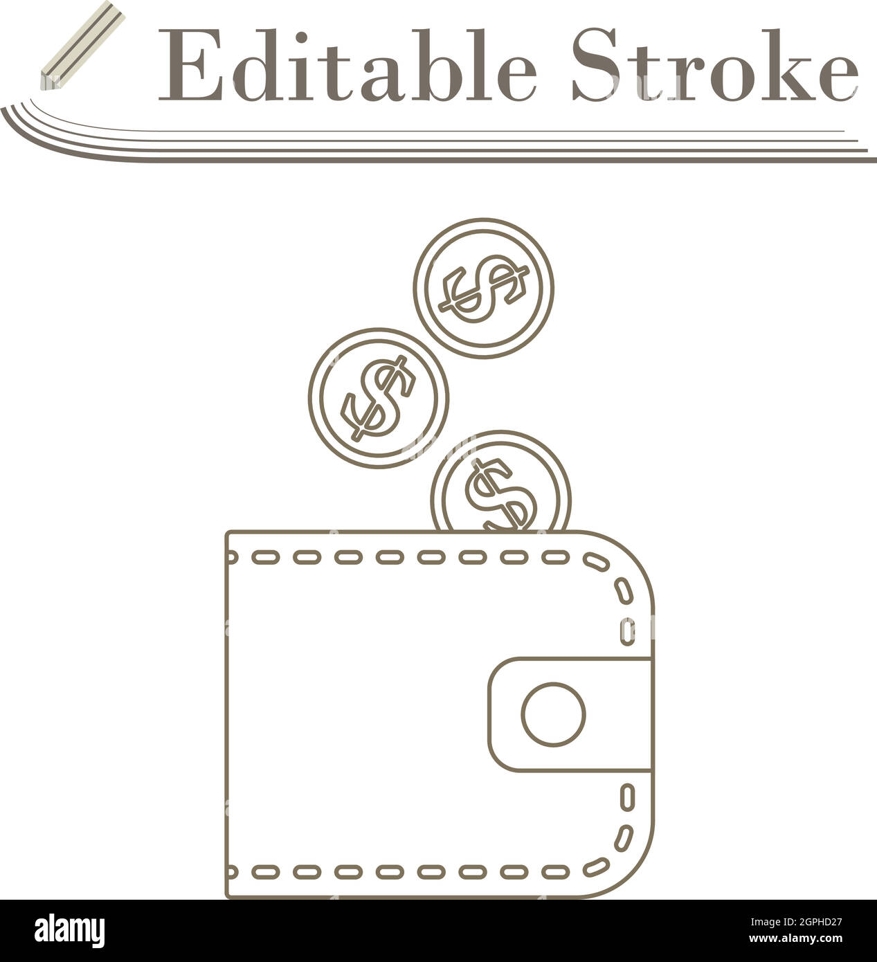 Bag gold coins line Stock Vector Images - Alamy