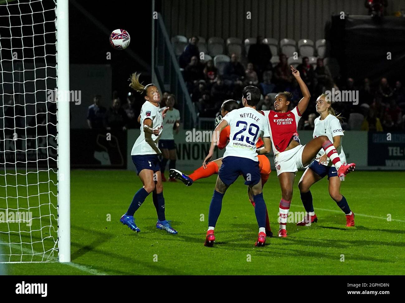 Arsenal's Nikita Parris scores their side's fourth goal of the game ...