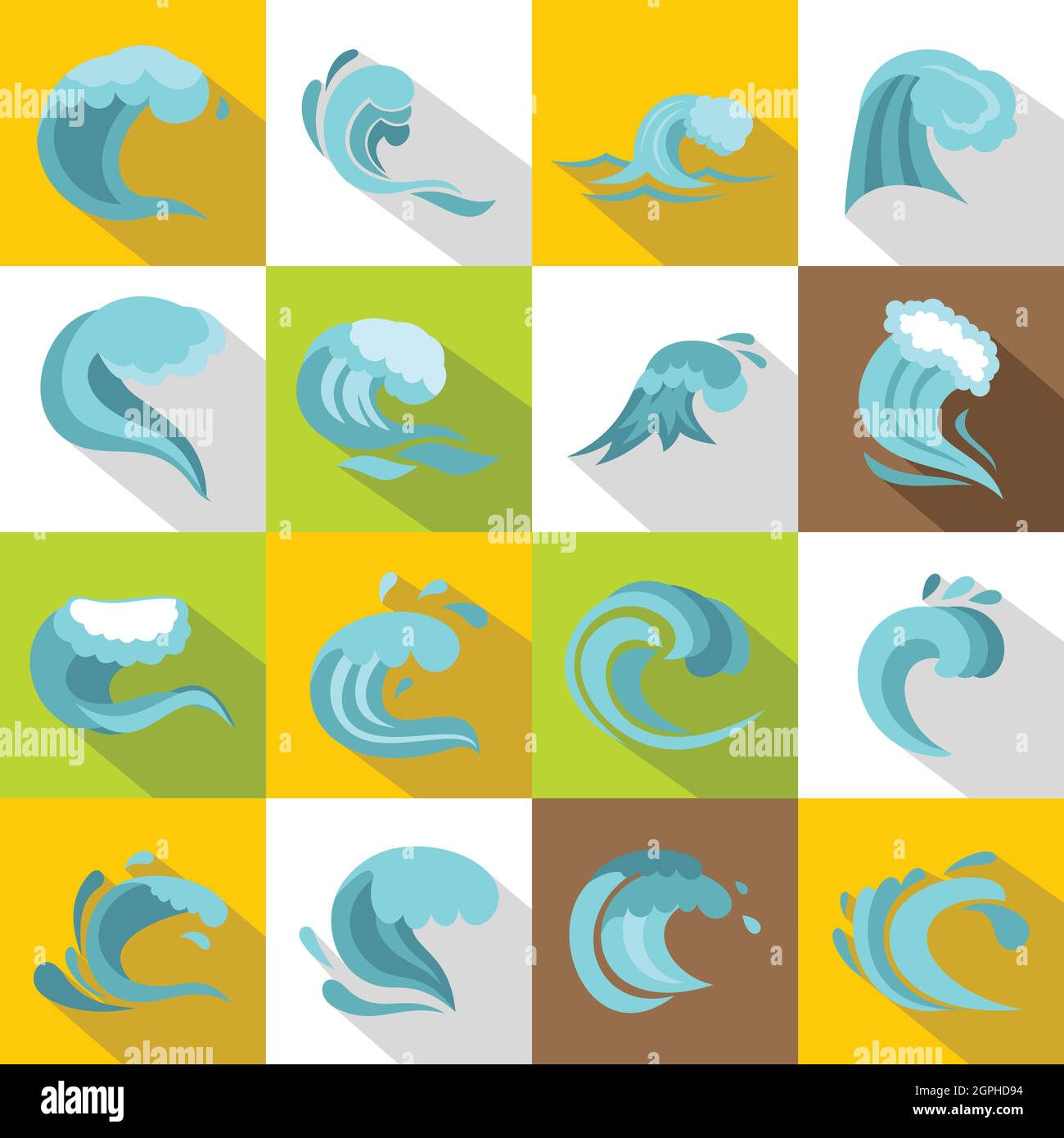 Sea waves icons set, flat style Stock Vector Image & Art - Alamy