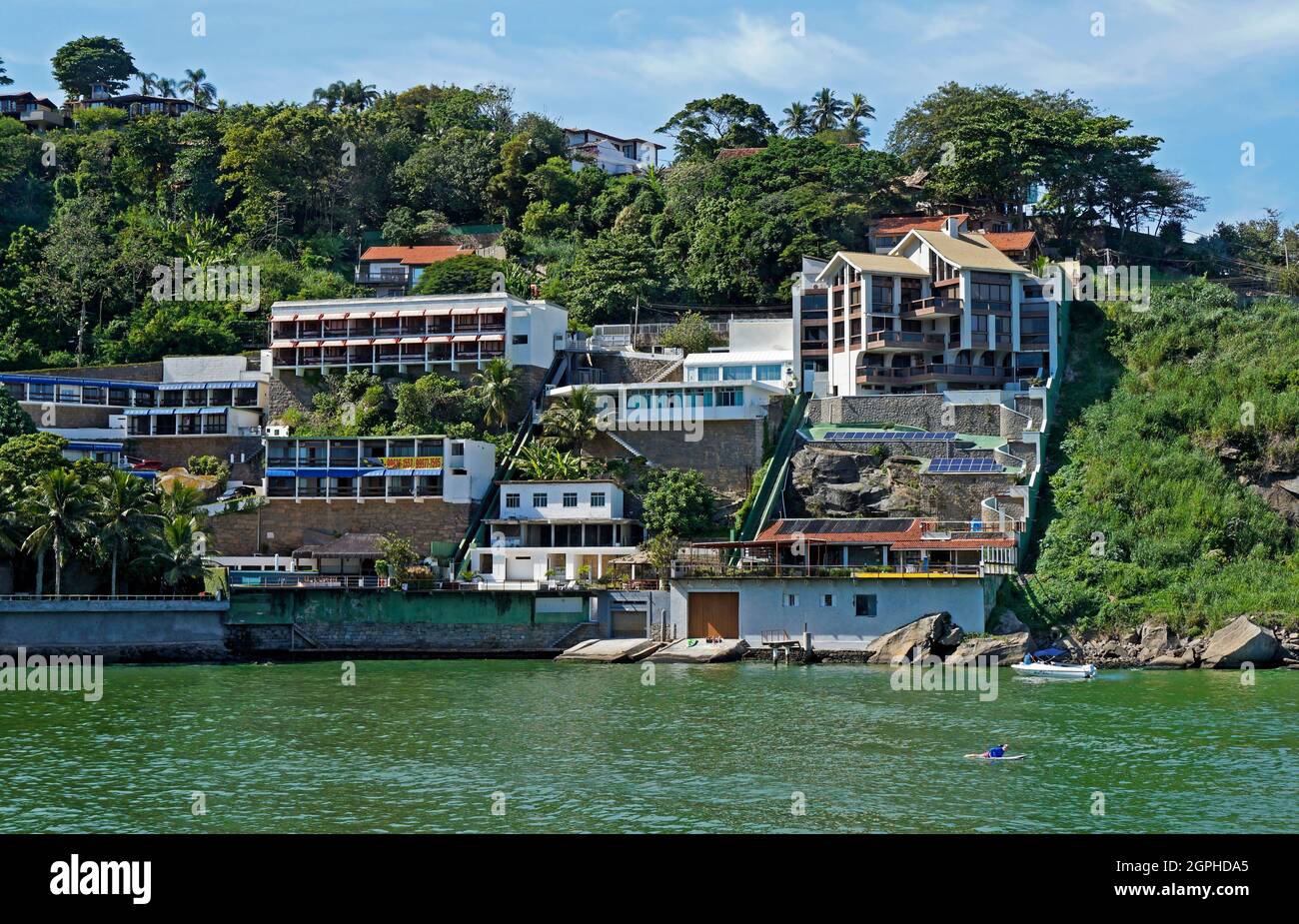 RIO DE JANEIRO, BRAZIL - APRIL 21, 2017: Houses built on the hillside ...