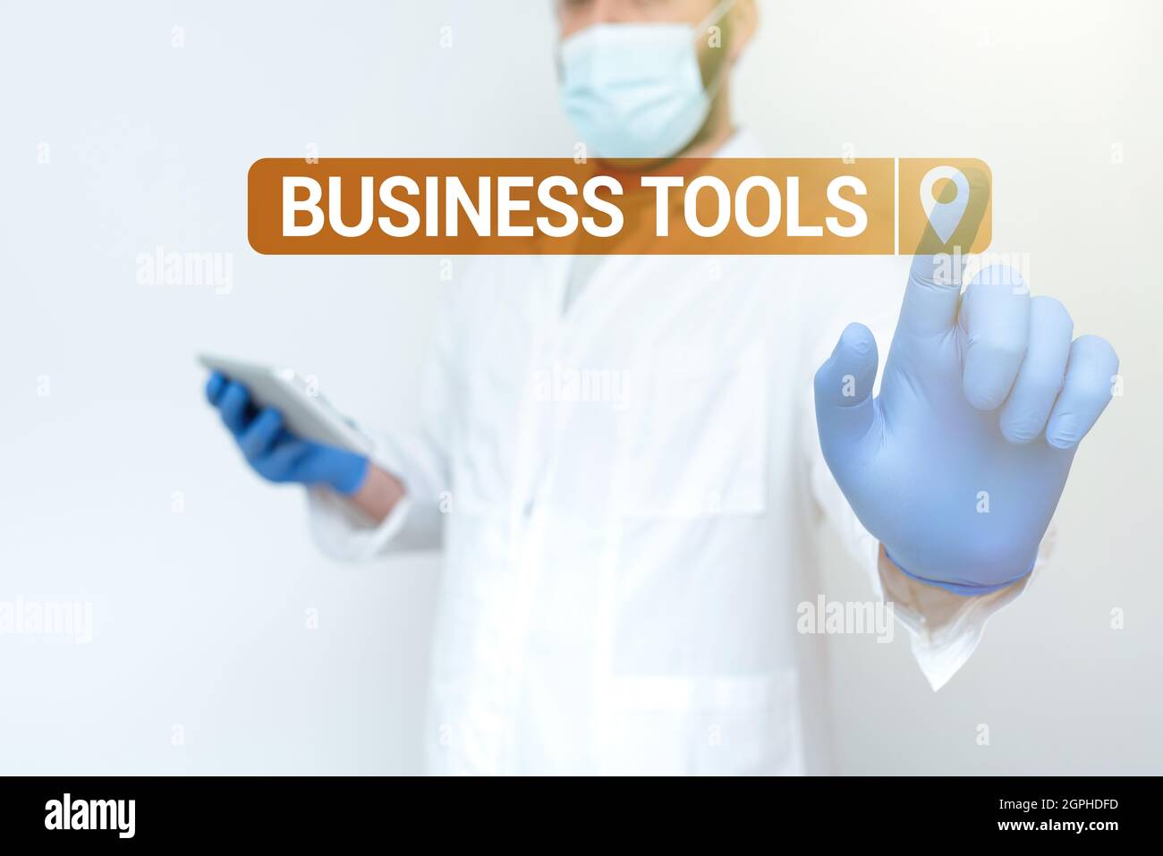 Hand writing sign Business Tools. Concept meaning Marketing ...