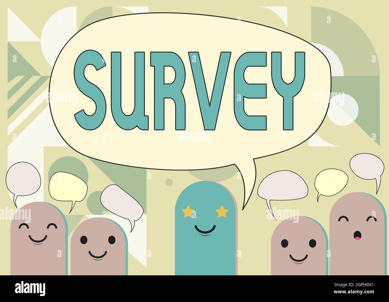 Text caption presenting Survey. Business idea research method used for ...