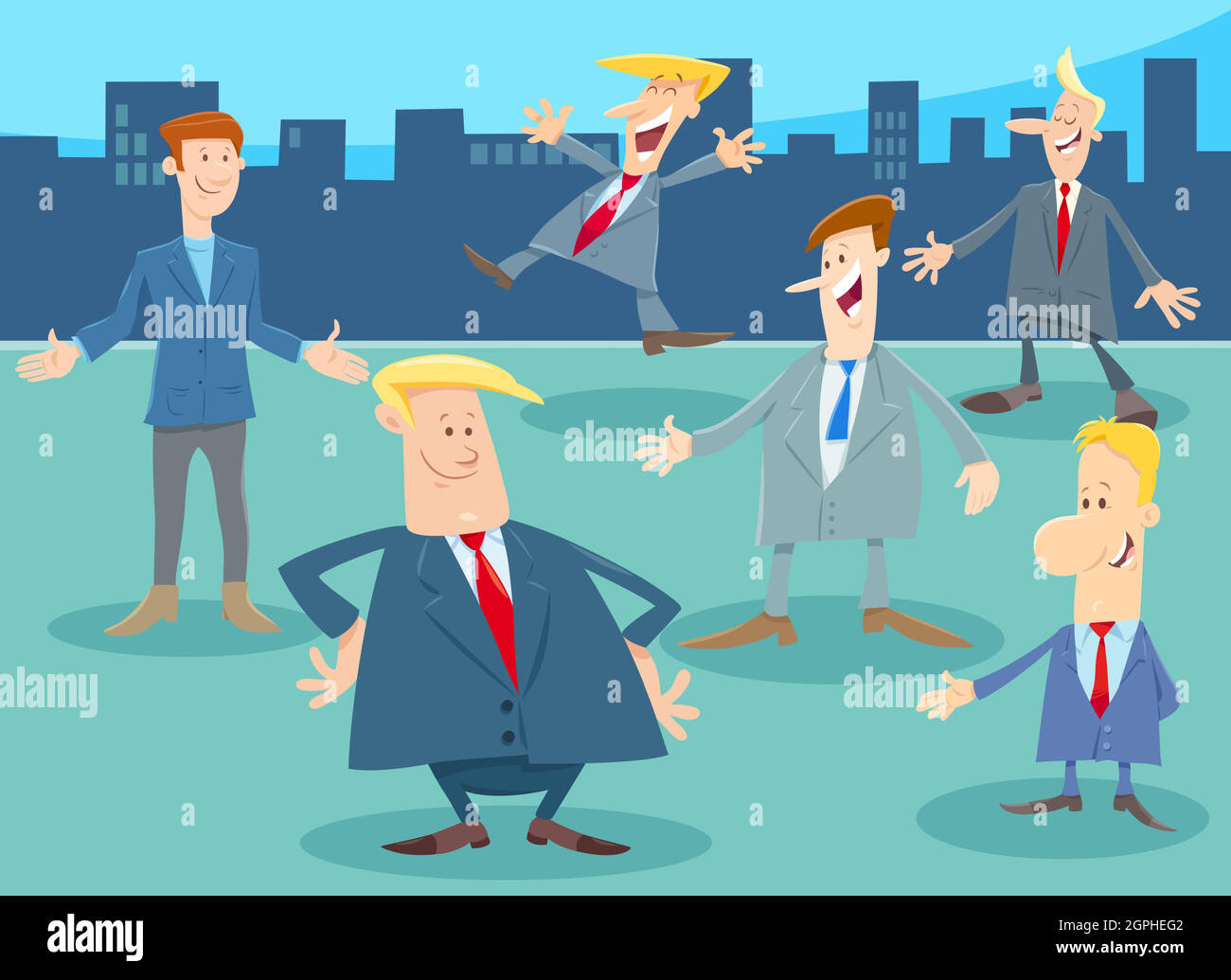 businessmen or men cartoon characters group in the city Stock Vector ...