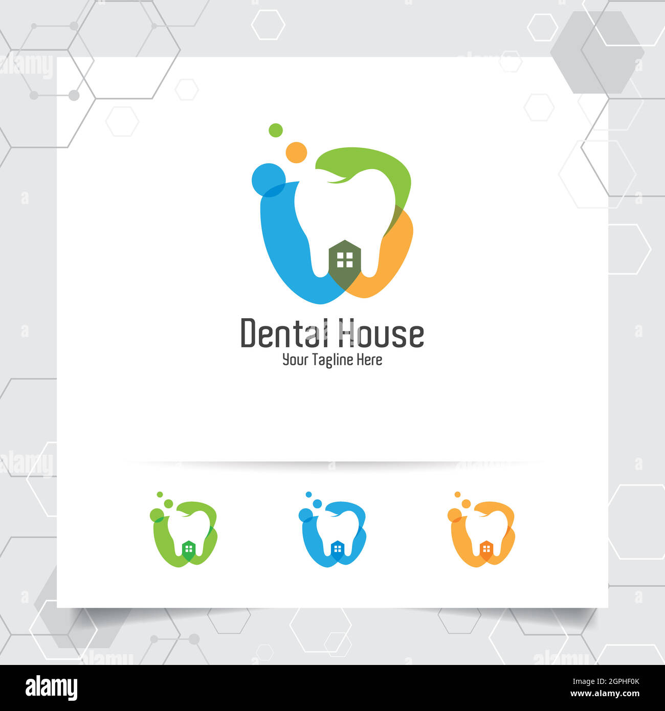 Dental logo dentist vector design with concept of house and tooth icon ...