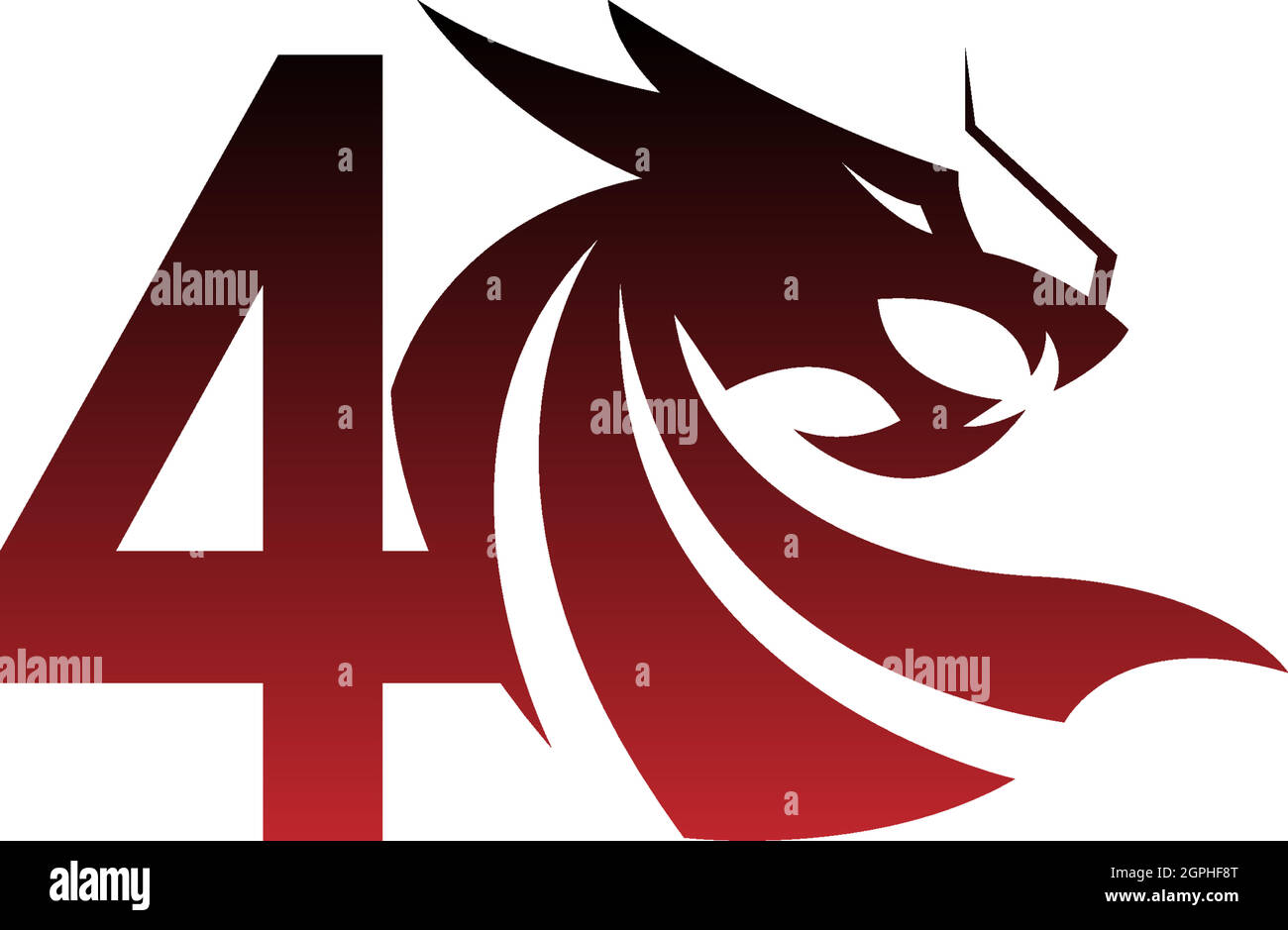 Number 4 logo icon with dragon design vector Stock Vector Image & Art ...