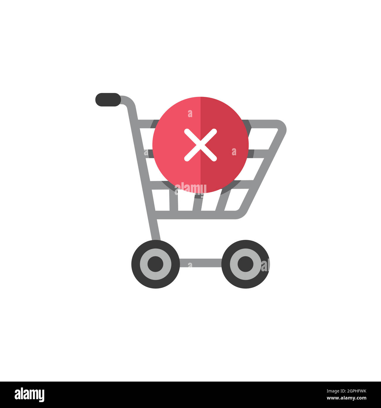 Shopping cart. Cross mark. Flat color icon. Commerce vector ...