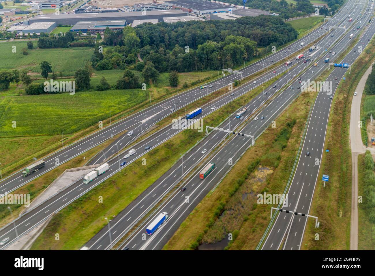 Aerial view of a multilane highway near Eindhoven, Netherlands Stock ...