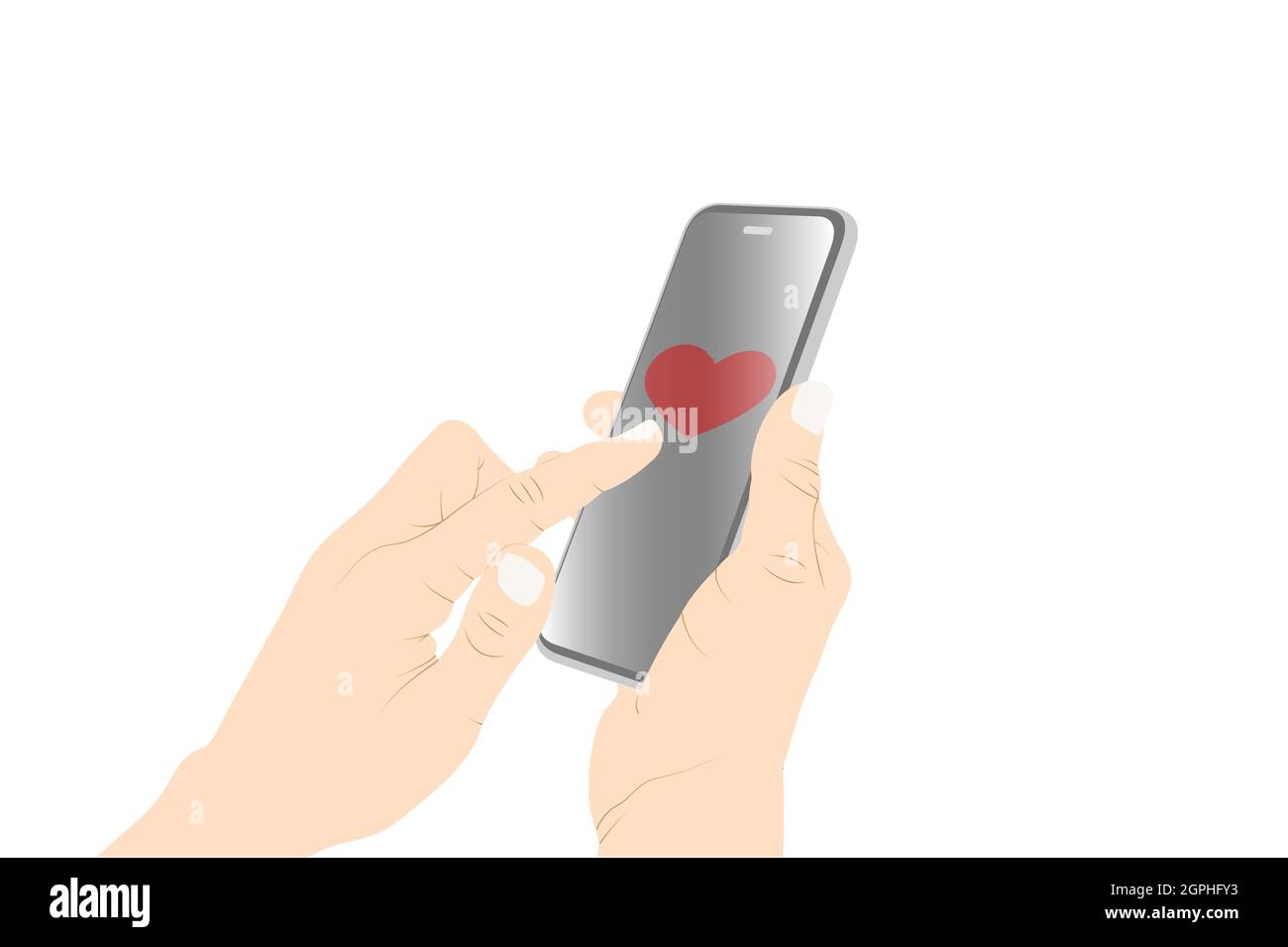 Sending heart emoji with phone, flirting, heart symbol, woman hand ...