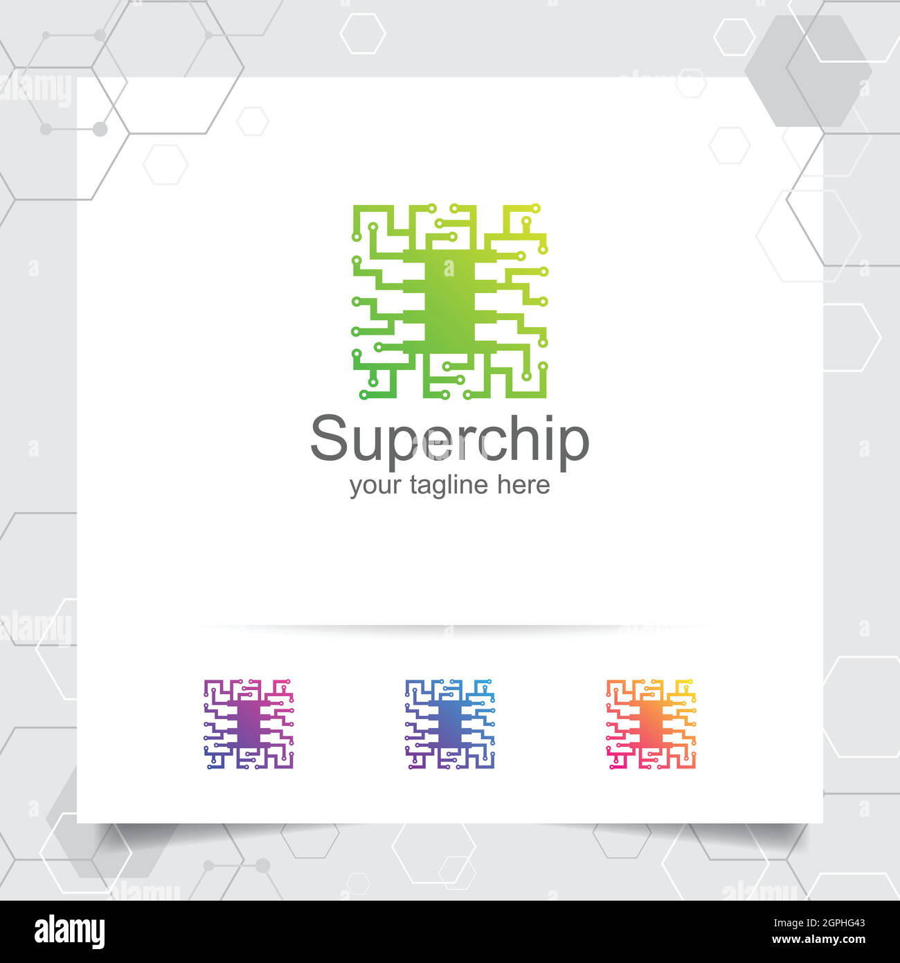 Technology digital logo vector design with concept of microchip icon ...